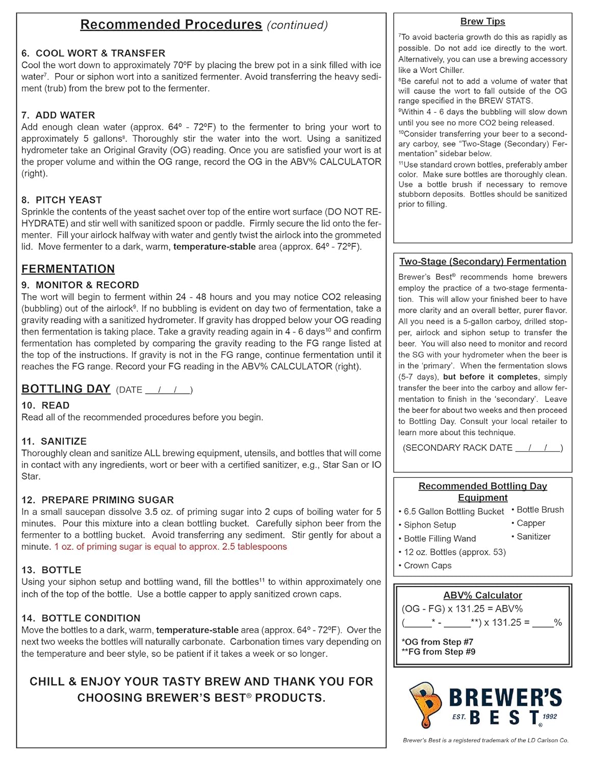 Brewer’s Best English Brown Ale Homebrew Kit de ingredientes para cerveza