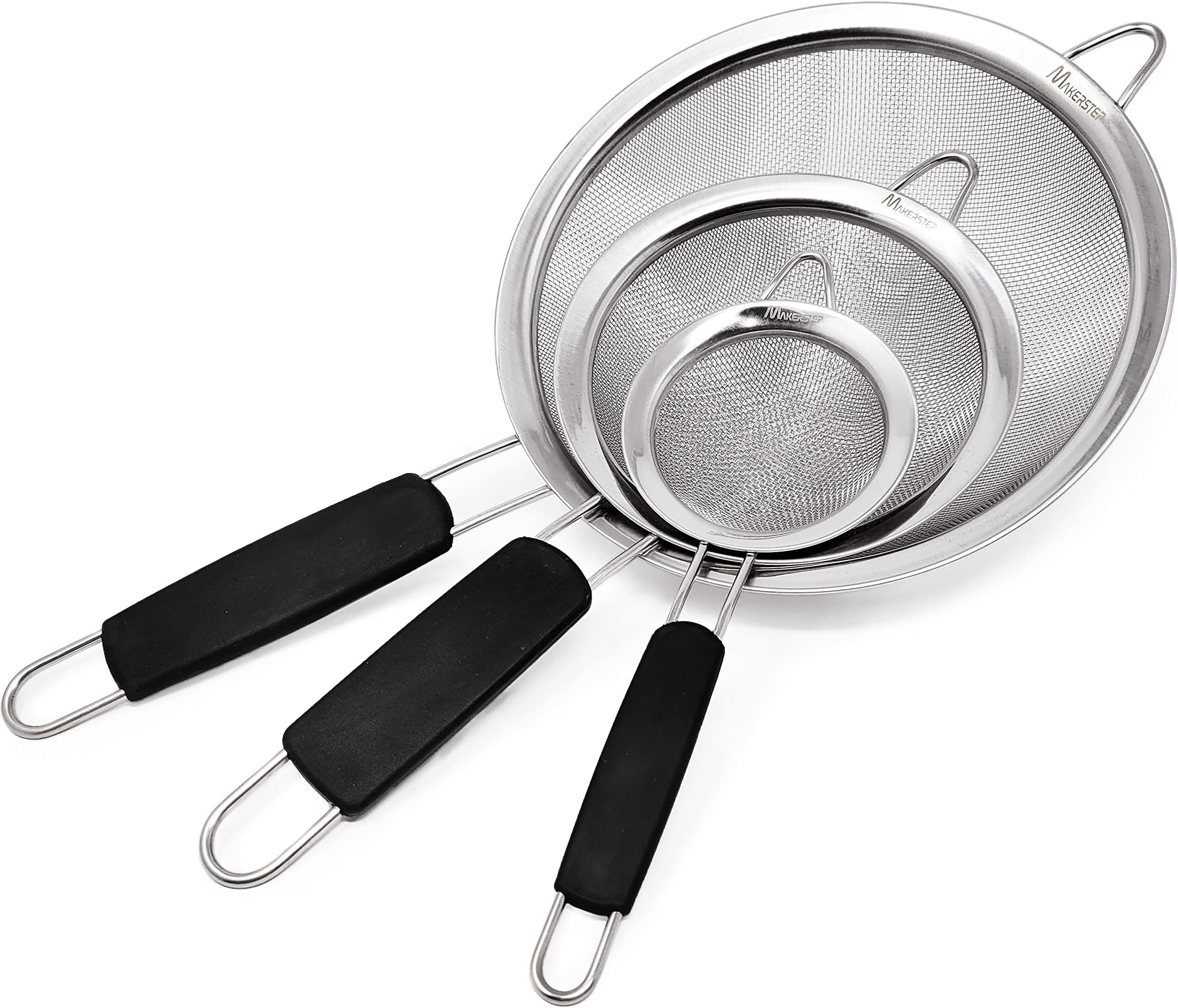 Amazon.com: Makerstep Set of 3 Stainless Steel Fine Mesh Strainers ...