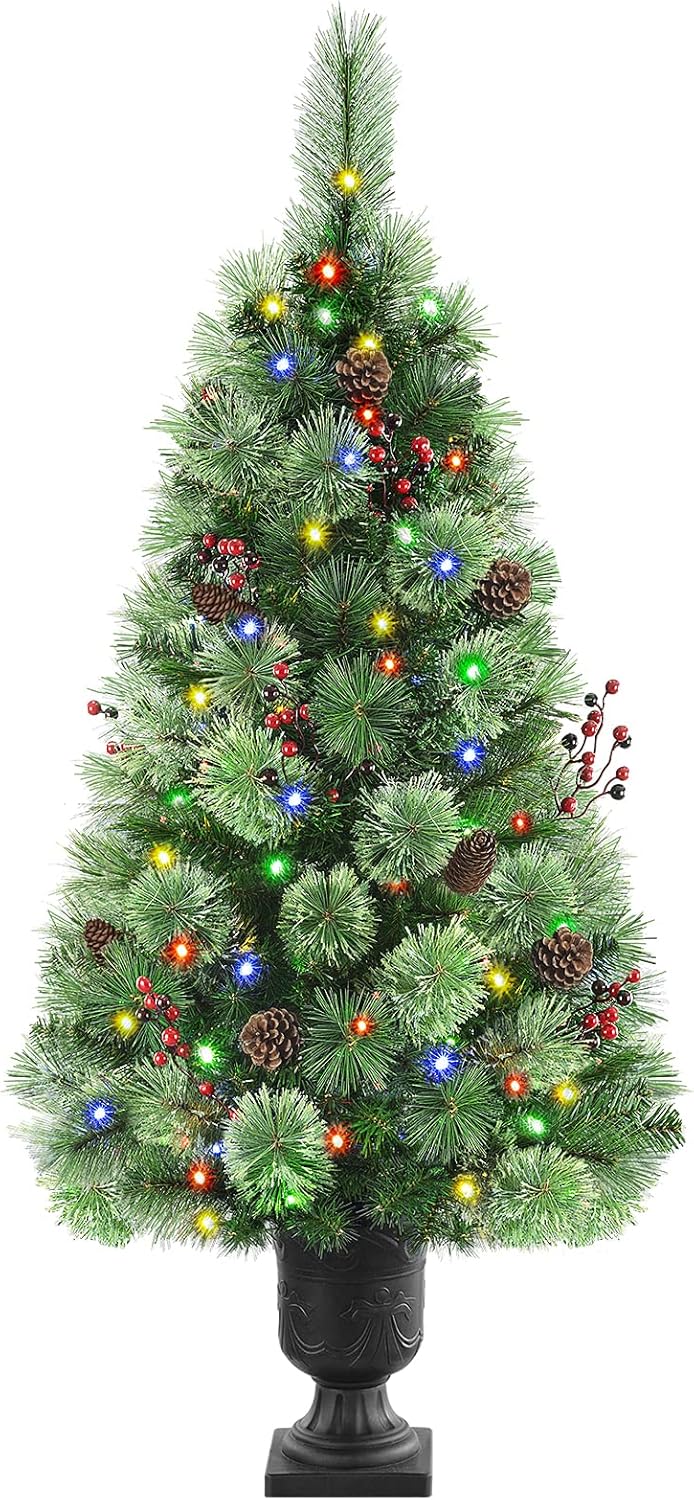 Amazon.com: Alupssuc 3ft Prelit Artificial Porch Christmas Tree Mini ...