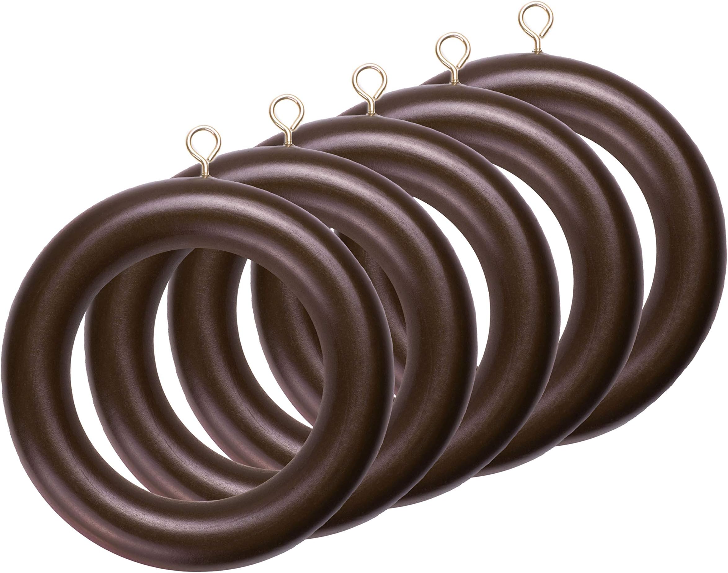 Amazon.com: 1-3/8" Solid Wood Drapery Rings with brass clips in ...