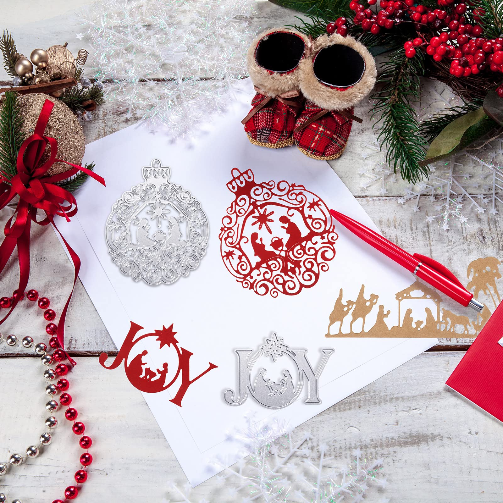Snapklik.com : 6 Pieces Nativity Christmas Dies Cutting Metal Craft Die ...
