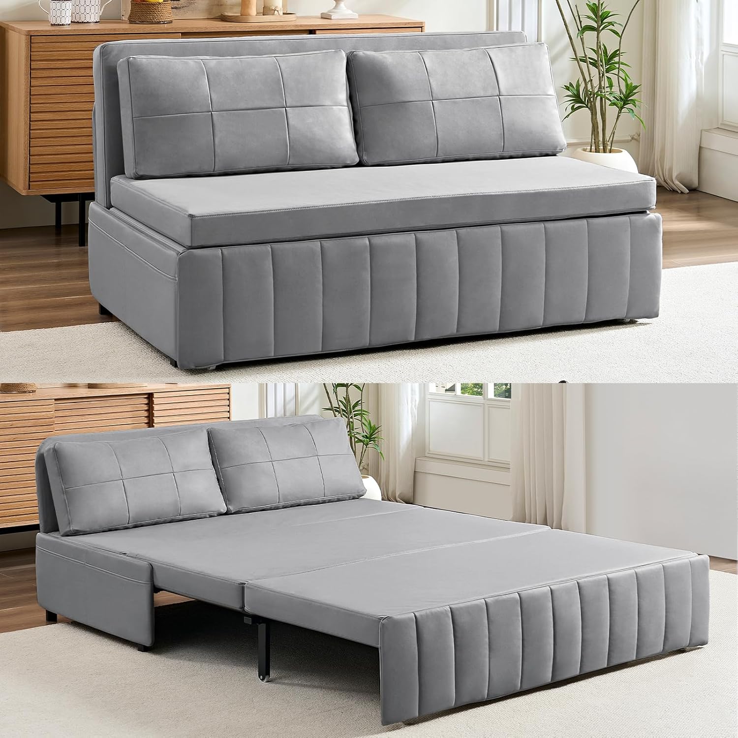 Amazon.com: ijuicy 3 in 1 Queen Size Pull Out Sofa Bed Leathaire Sleeper Sofa with Pullout Bed ...