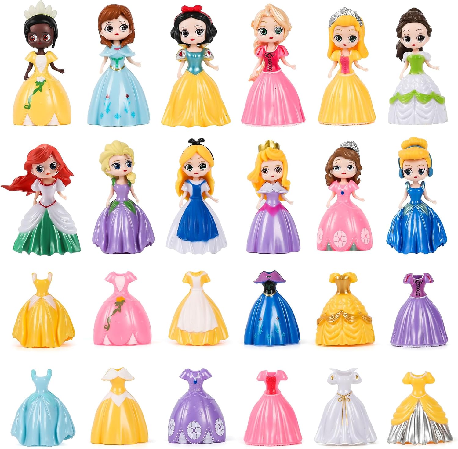 Amazon.com: Bicakza 12Pack Princesses with 24Pack Clothing Princess ...