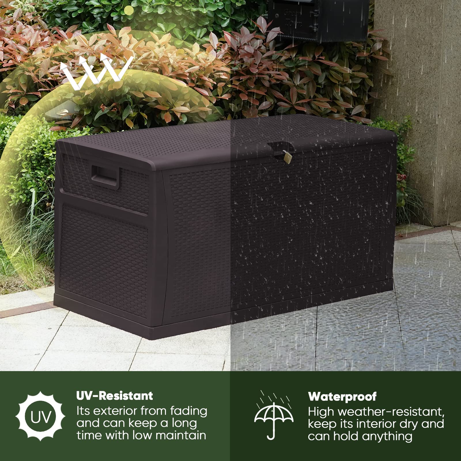 Qily Outdoor Storage Box Waterproof Resin, Large Patio Cushion Storage ...