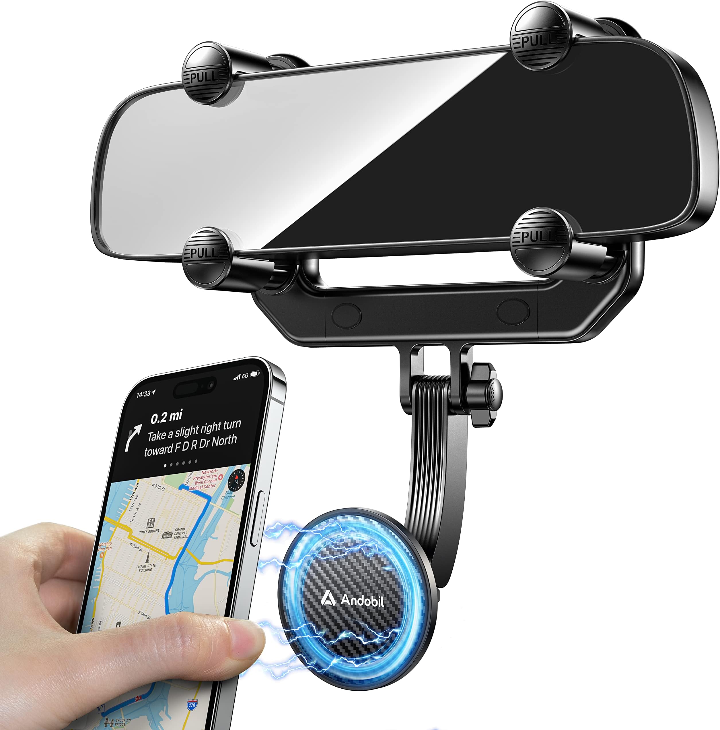 Amazon.com: andobil Magnetic Rearview Mirror Phone Holder for Car ...