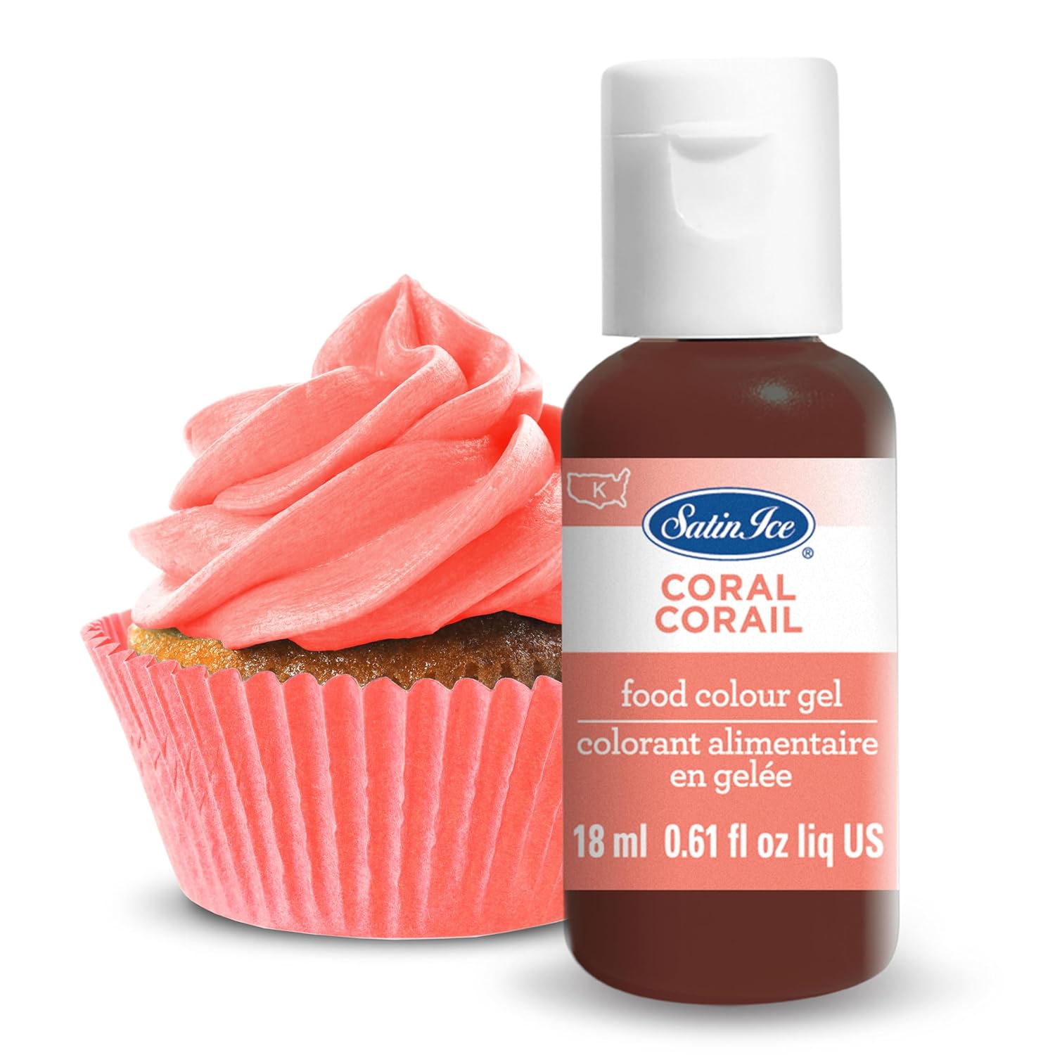 Amazon.com : Satin Ice Food Color Liquid Gel, 0.61 fl oz Bottle, Coral ...
