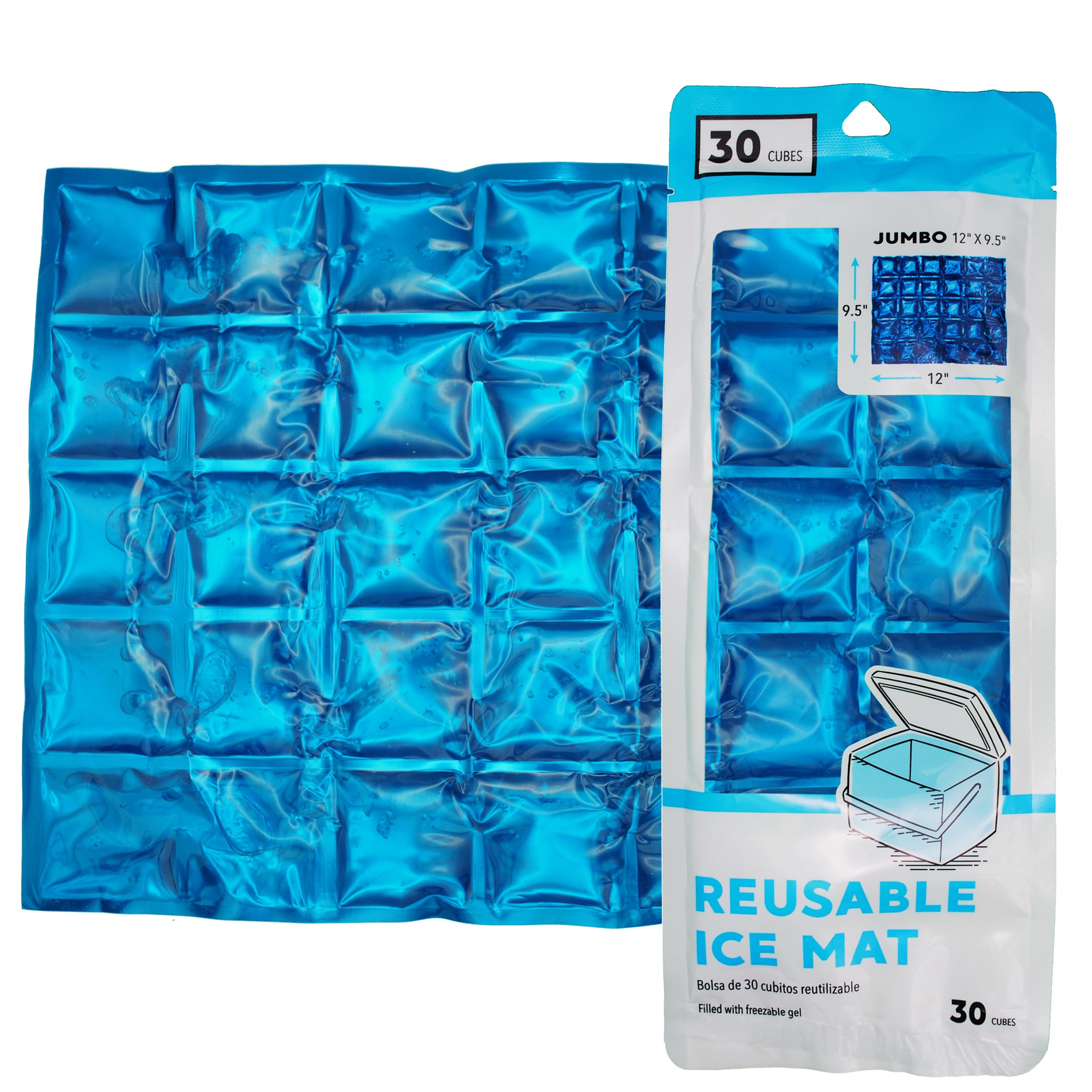 Amazon.com: Jacent Flexible Reusable Ice Mat, 30 Cube Blue Ice Pack ...