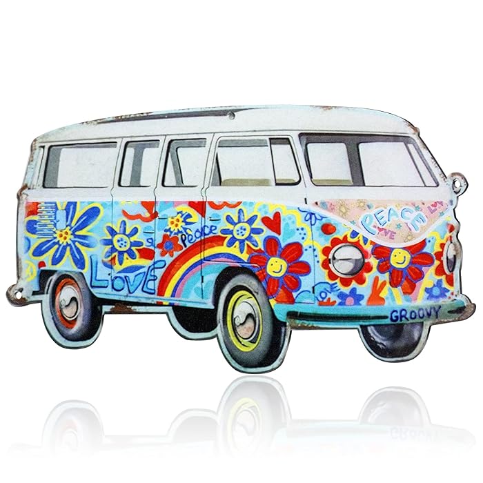Buy 60's Theme Party Metal Bus Groovy Love and Peace Hippy Bus 60s ...