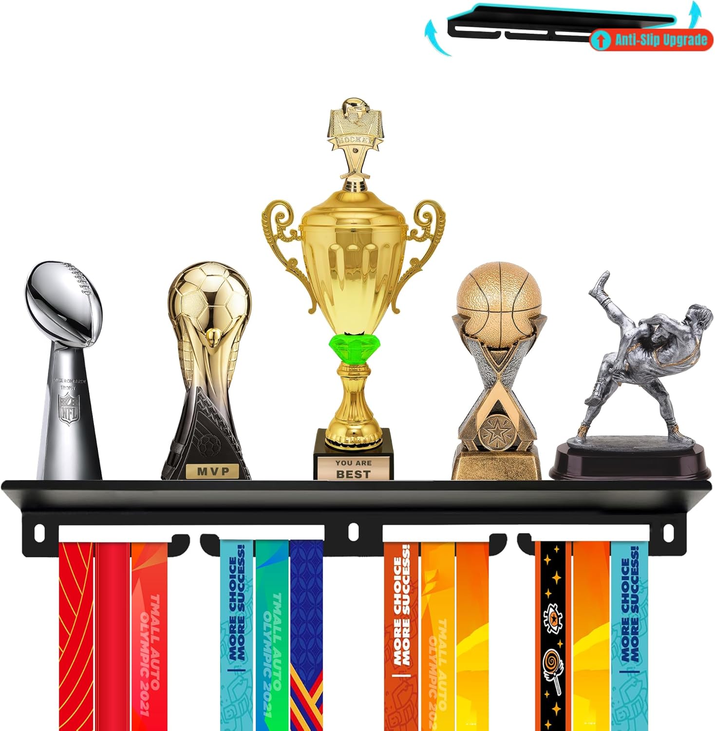 Medal Hanger Display with Trophy Shelf - Durable Metal Rack for Award ...