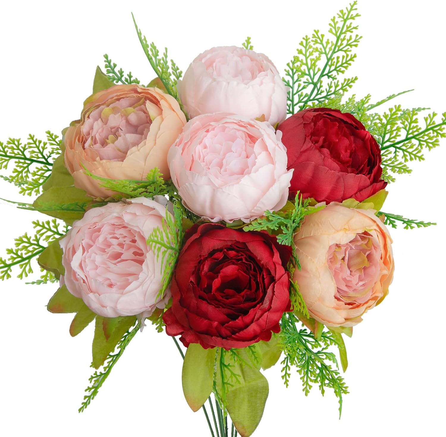 Amazon.com: Huahuashijie Vintage Artificial Peonies Red Pink Silk Peony ...