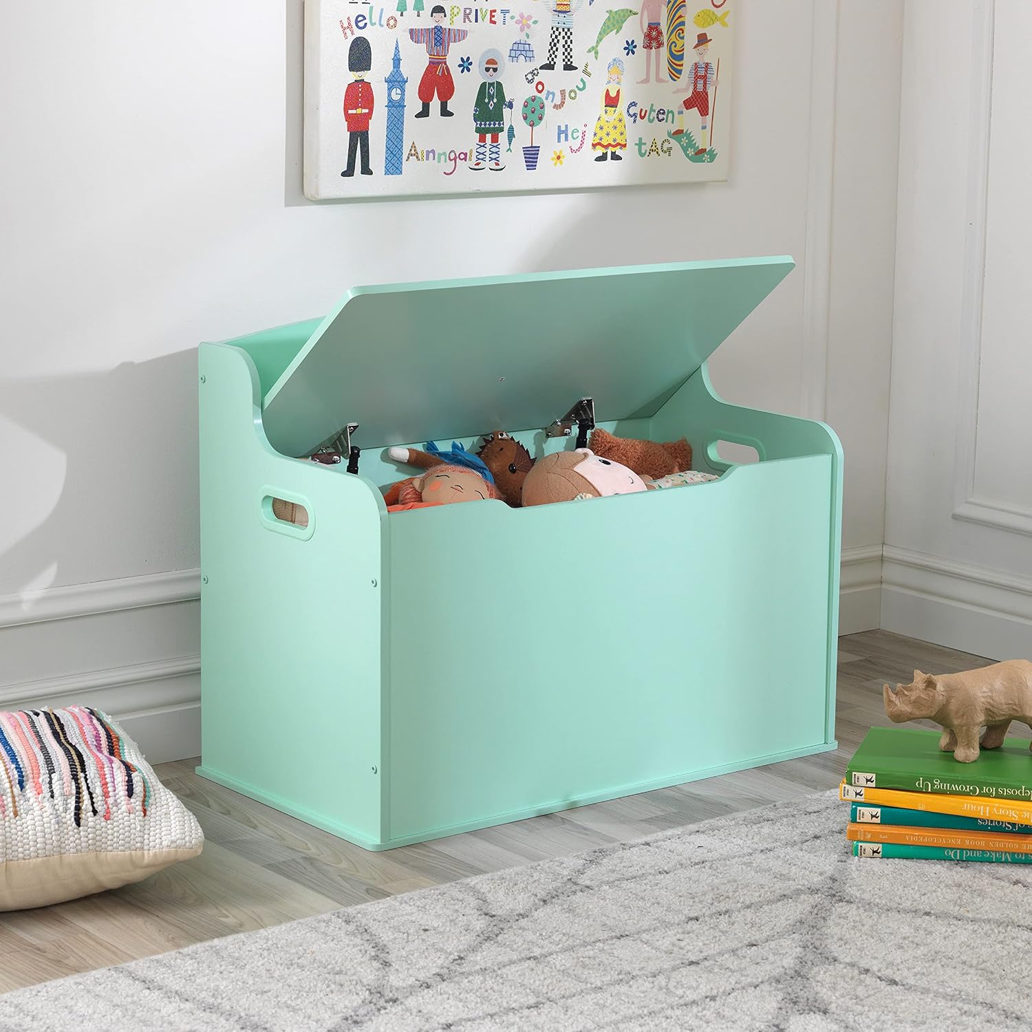 Amazon.com: KidKraft Fill with Fun Toy Box- Wooden Toy Box Bench - Mint ...