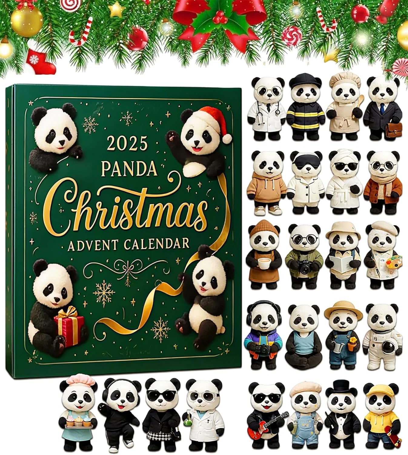 2025 Panda Christmas Advent Calendar,Panda Advent Calendar with 24 Cute Panda Ornaments,Panda ...