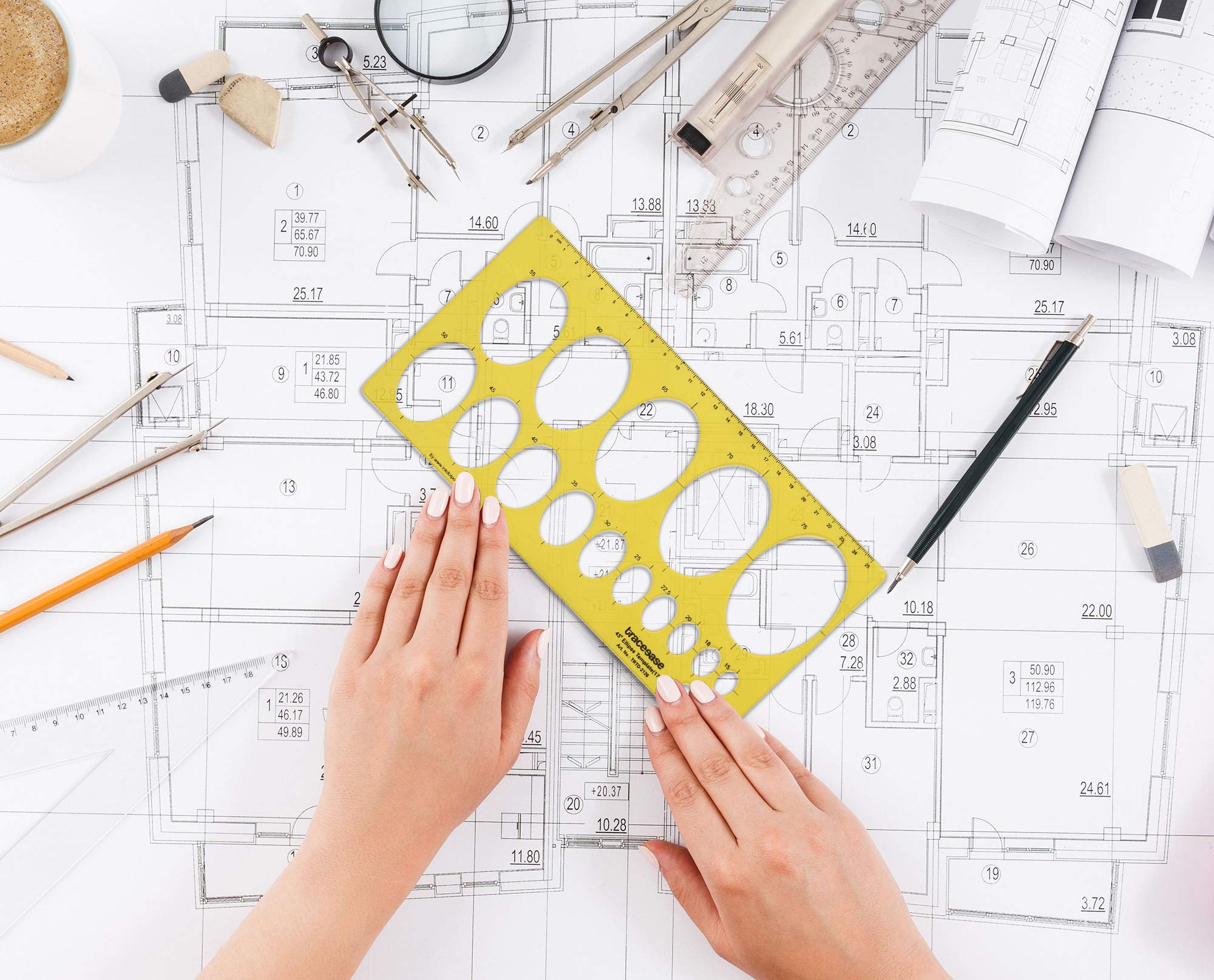 Snapklik.com : Traceease Geometric Drafting 45 Ellipse Template Drawing ...