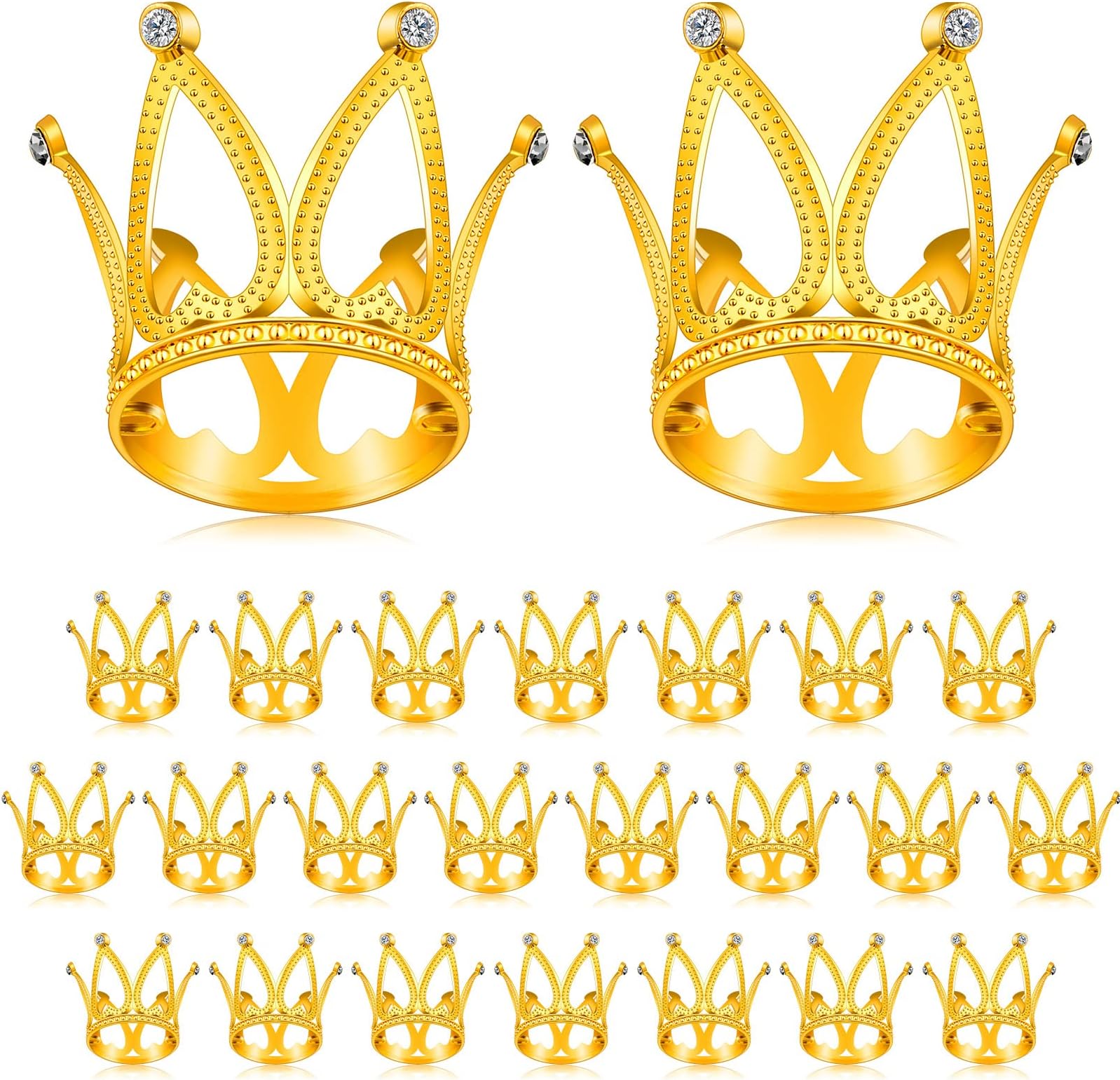 Amazon.com: Junkin 24 Pcs Mini Crowns Mini Gold Crown Cake Topper for ...