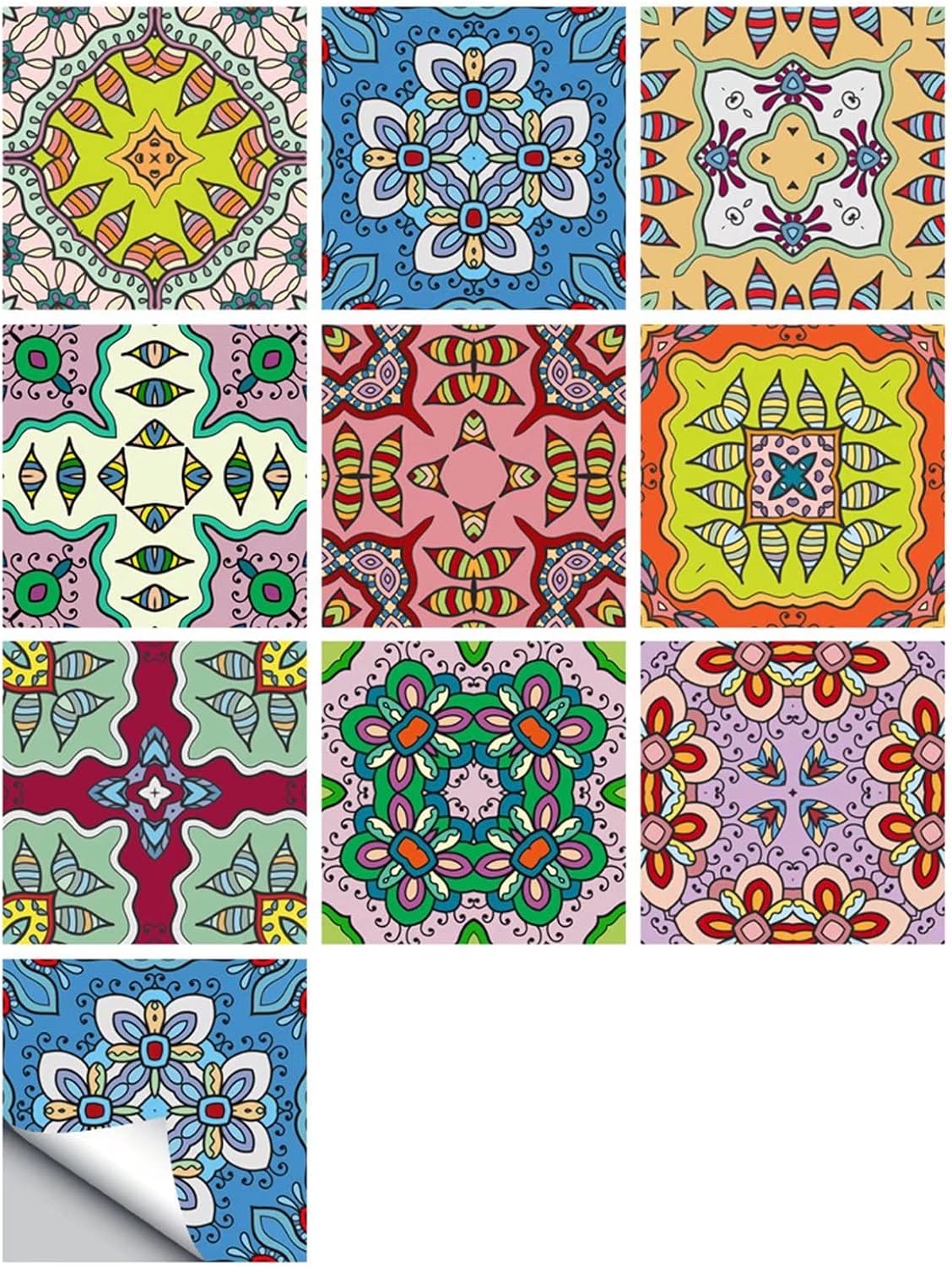 Amazon.com: 10Pcs Bohemian Pattern Peel and Stick Floor Tile Sticker ...