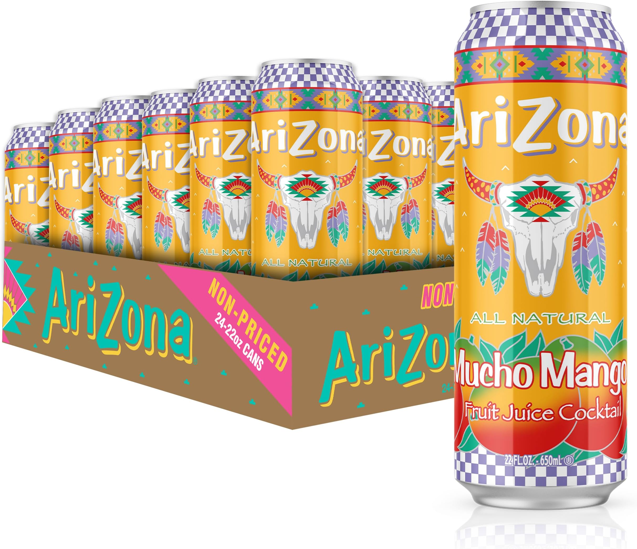 Amazon.com: AriZona Mucho Mango Juice Cocktail - Big Can, 22 Fl Oz ...