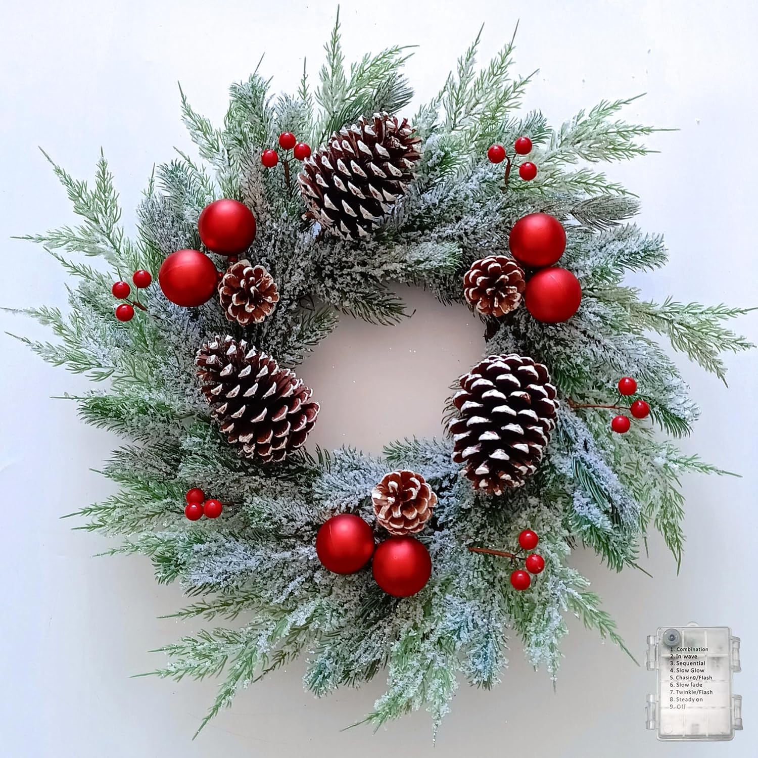 Amazon.com: Christmas Wreath with Lights 24 Inch PreLit Christmas ...