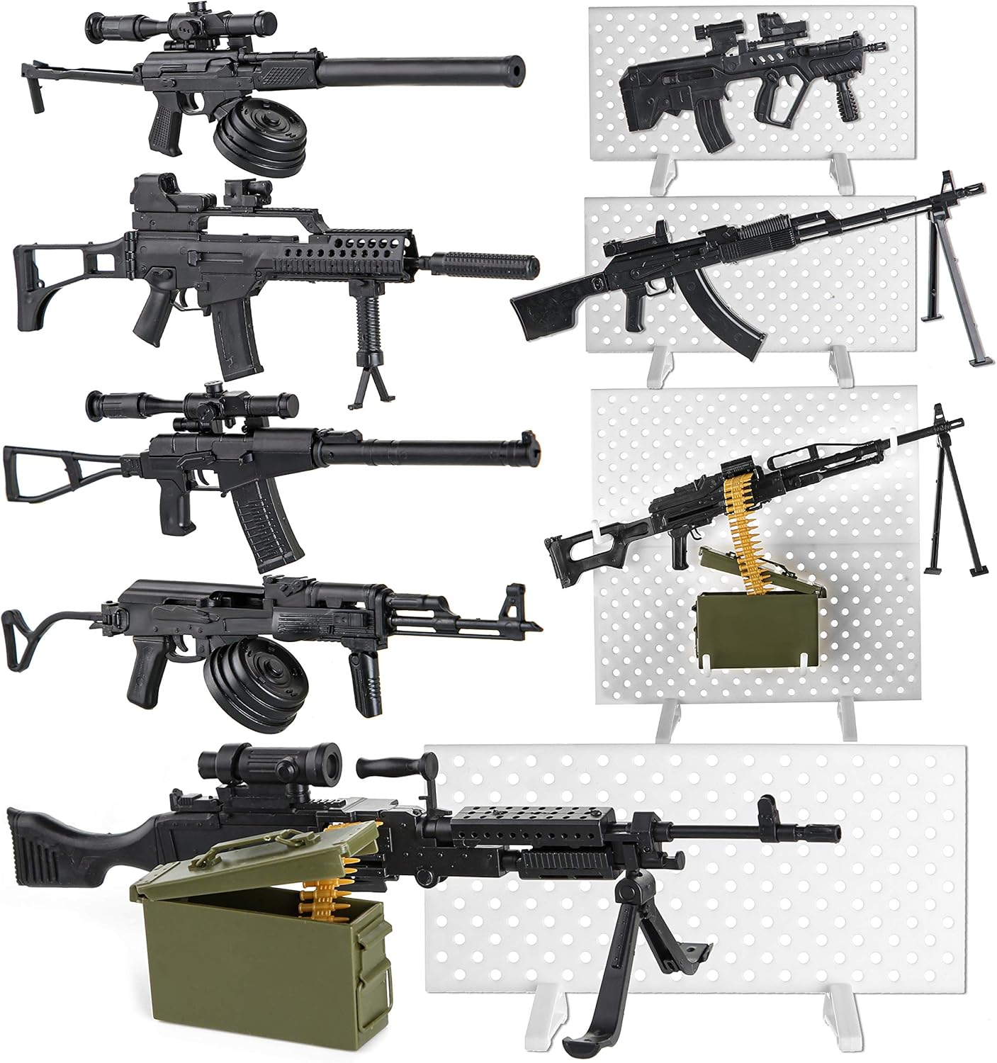 Amazon.com: PROLOSO 8 Set Miniature Toy Machine Guns with Display Board ...