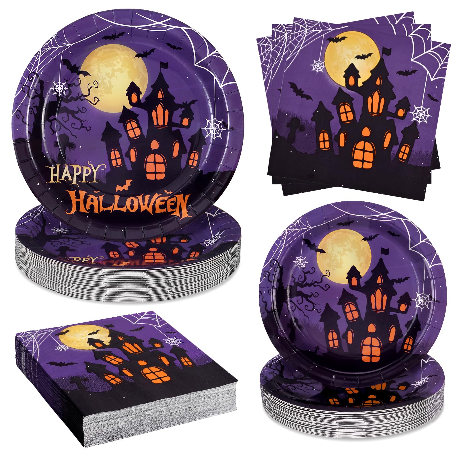 Amazon.com: Homlouue 200 PCS Halloween Plates and Napkins, Happy ...