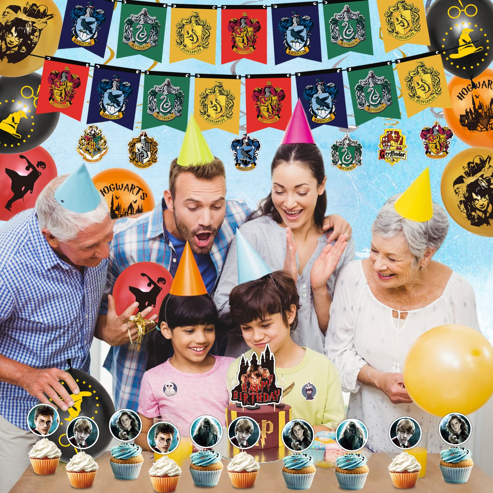 147Pcs Magical Wizard Party Decorations Include Birthday Banner,Hanging ...