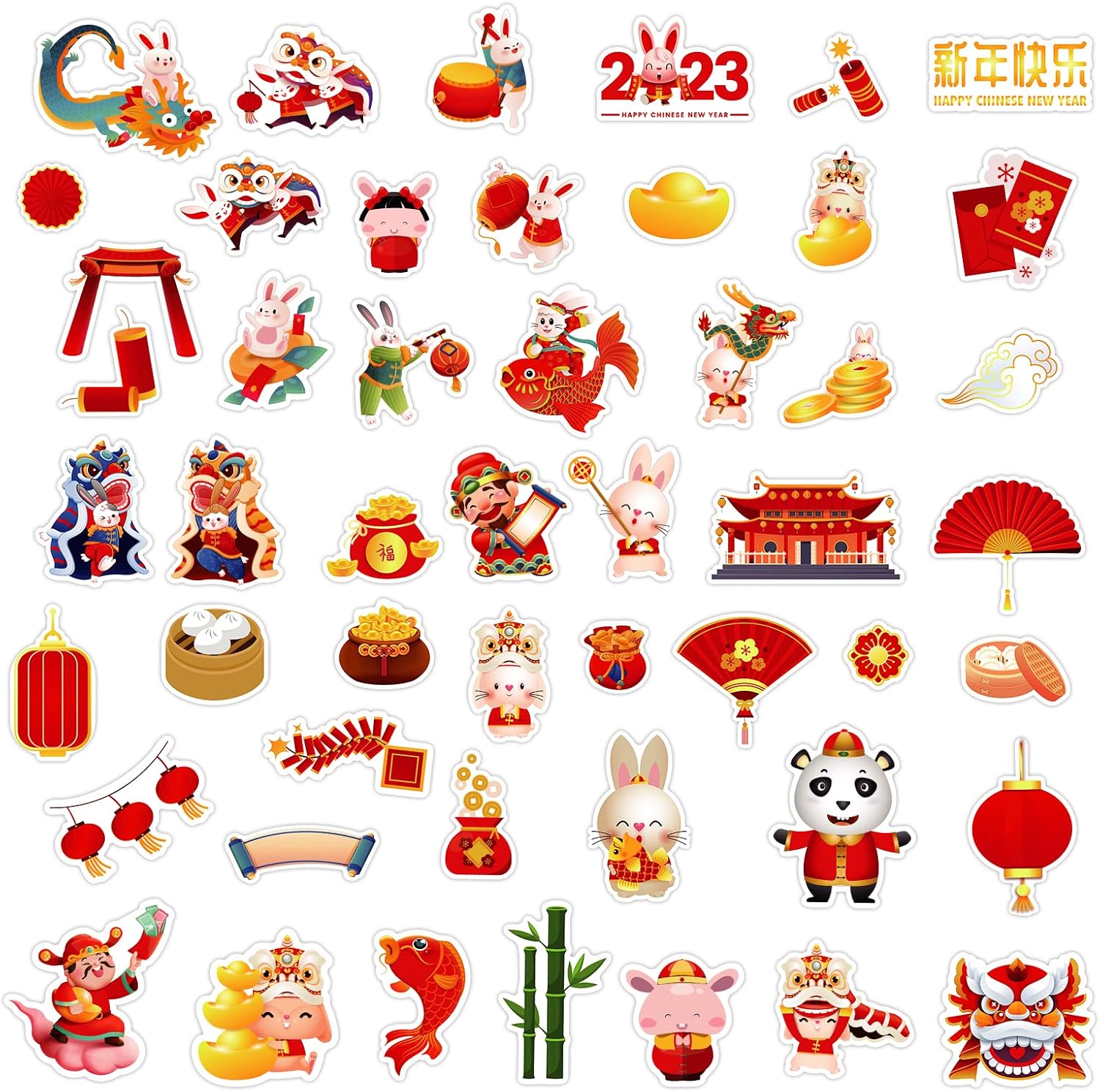 Amazon.com: WhatSign 50pcs Chinese New Year Stickers for Kids Lunar New ...