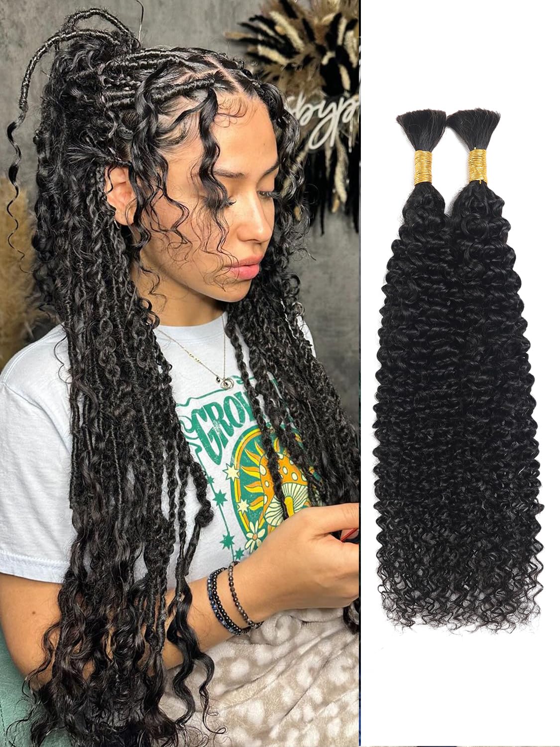 Amazon.com : 20Inch 100 Percent Human Braiding Hair For Boho Braids ...