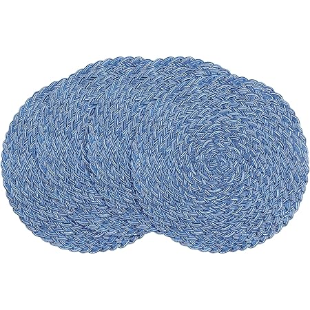 Amazon.com: Floroom 15 Inch Round Braided Placemats Set of 4, Washable ...