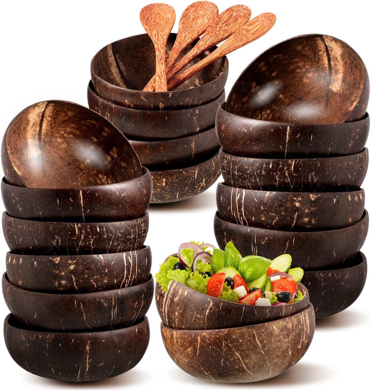 Amazon.com: Originalidad 12 Pcs Coconut Shell Bowls,Polished Coconut ...