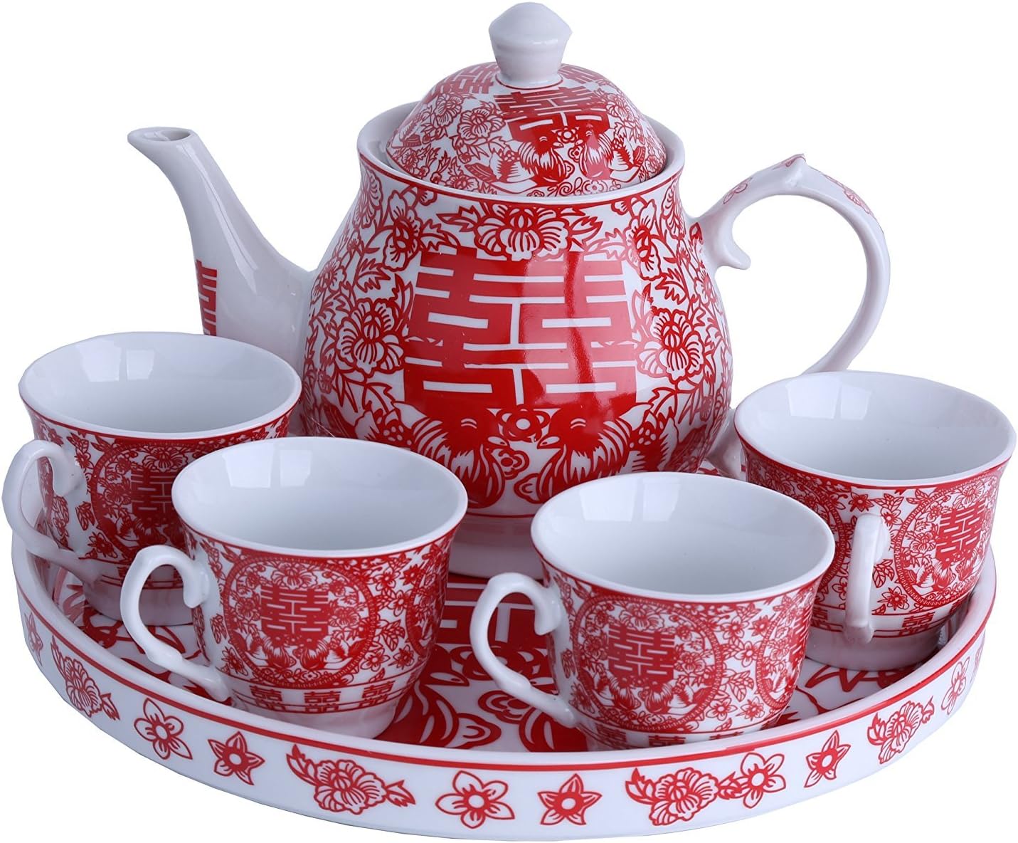Greencherry Chinese Traditional Red Tea Set For Wedding Mandarin Duck ...