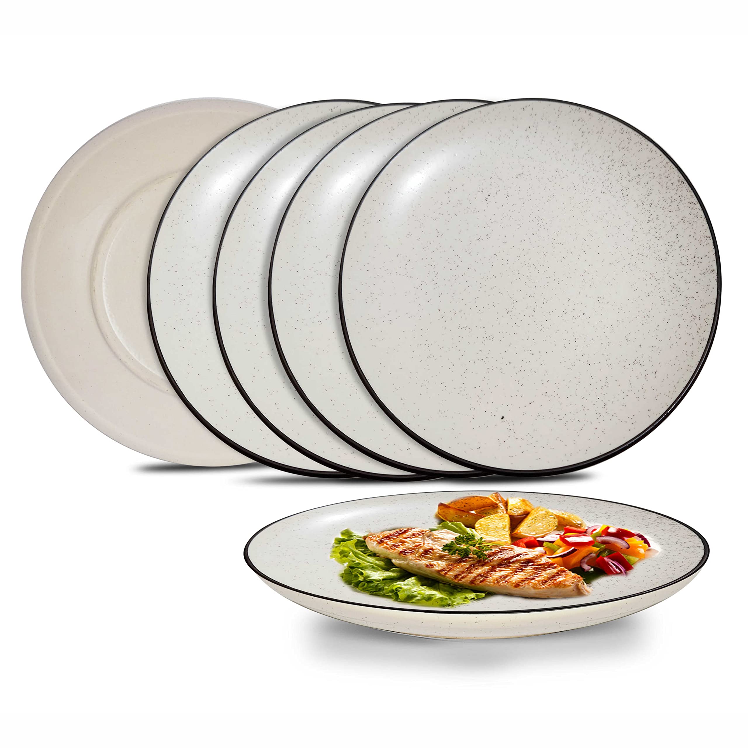 Buy Pure Source India Ceramic Handcrafted Dotted White Quarter Plates ...
