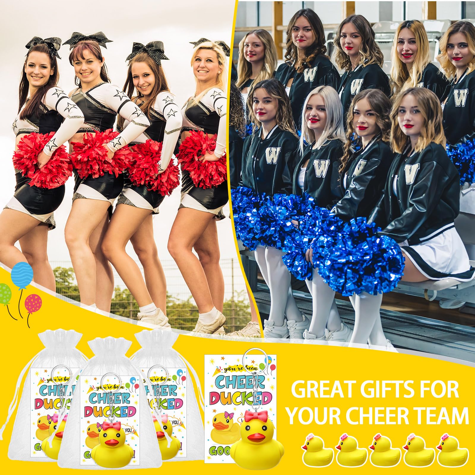 Snapklik.com : Loetere 36 Set Cheer Ducks Team Gifts Bows Keychains ...