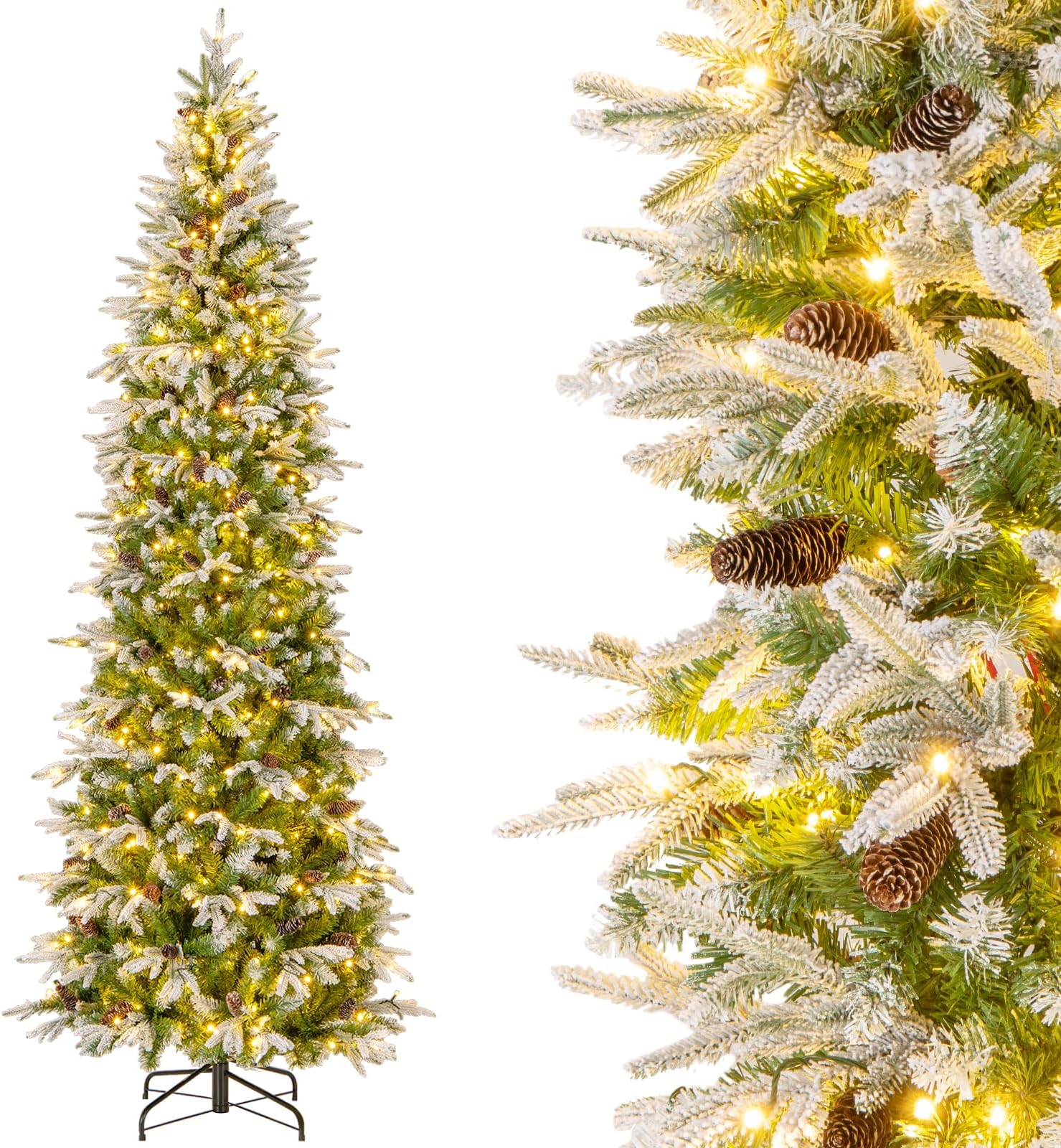 Amazon.com: HAPPYGRILL 4 5 6 FT Pre-lit Artificial Christmas Tree Set ...