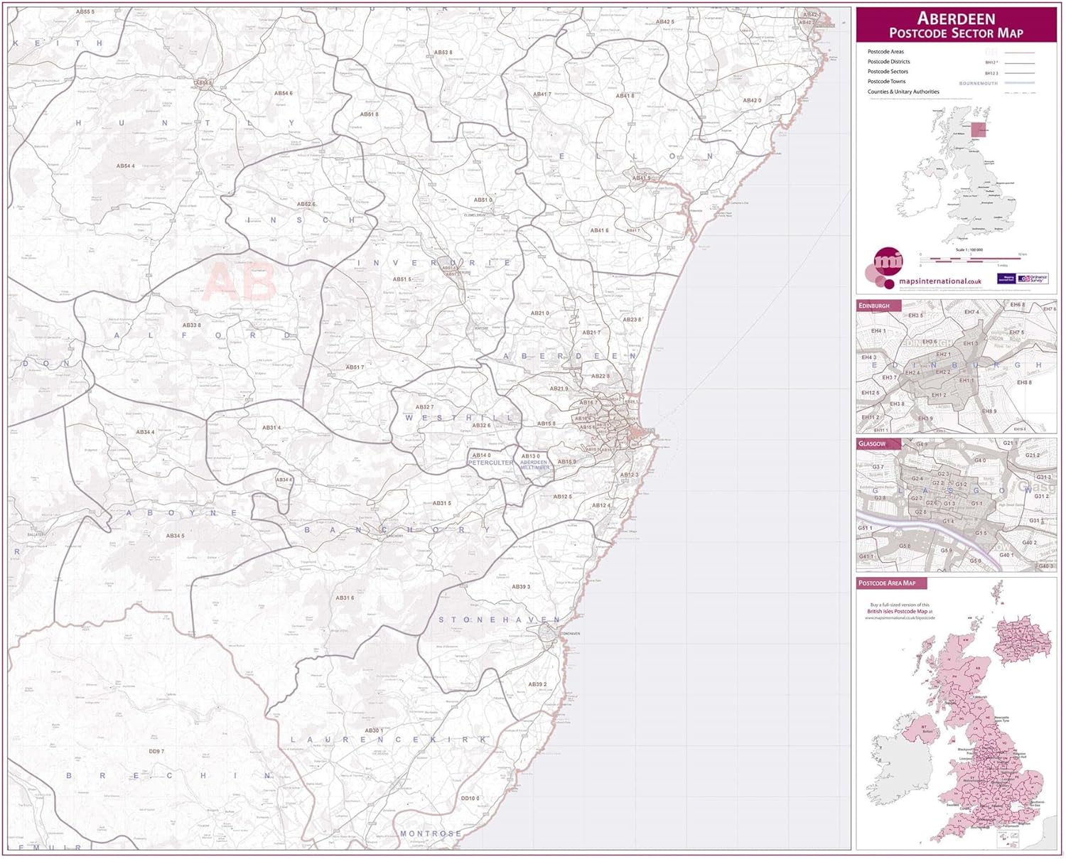 Aberdeen Postcode Sector Map (Paper) : Amazon.co.uk: Stationery ...