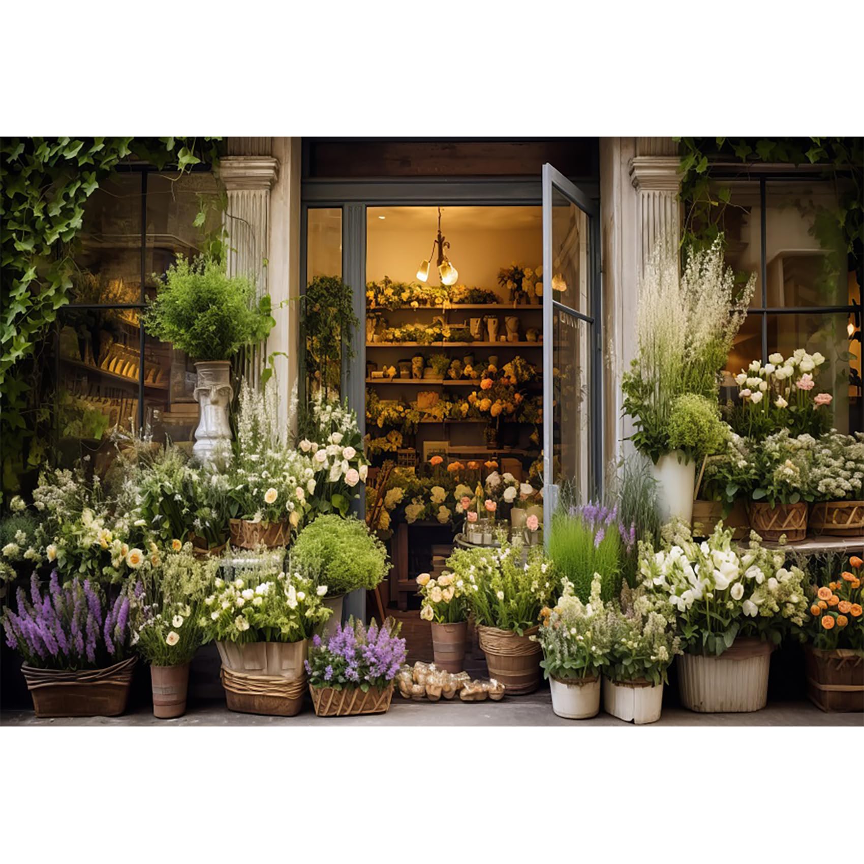 Amazon.com : 12x10ft Flower Shop Backdrop Spring Flowers Potted Plants ...