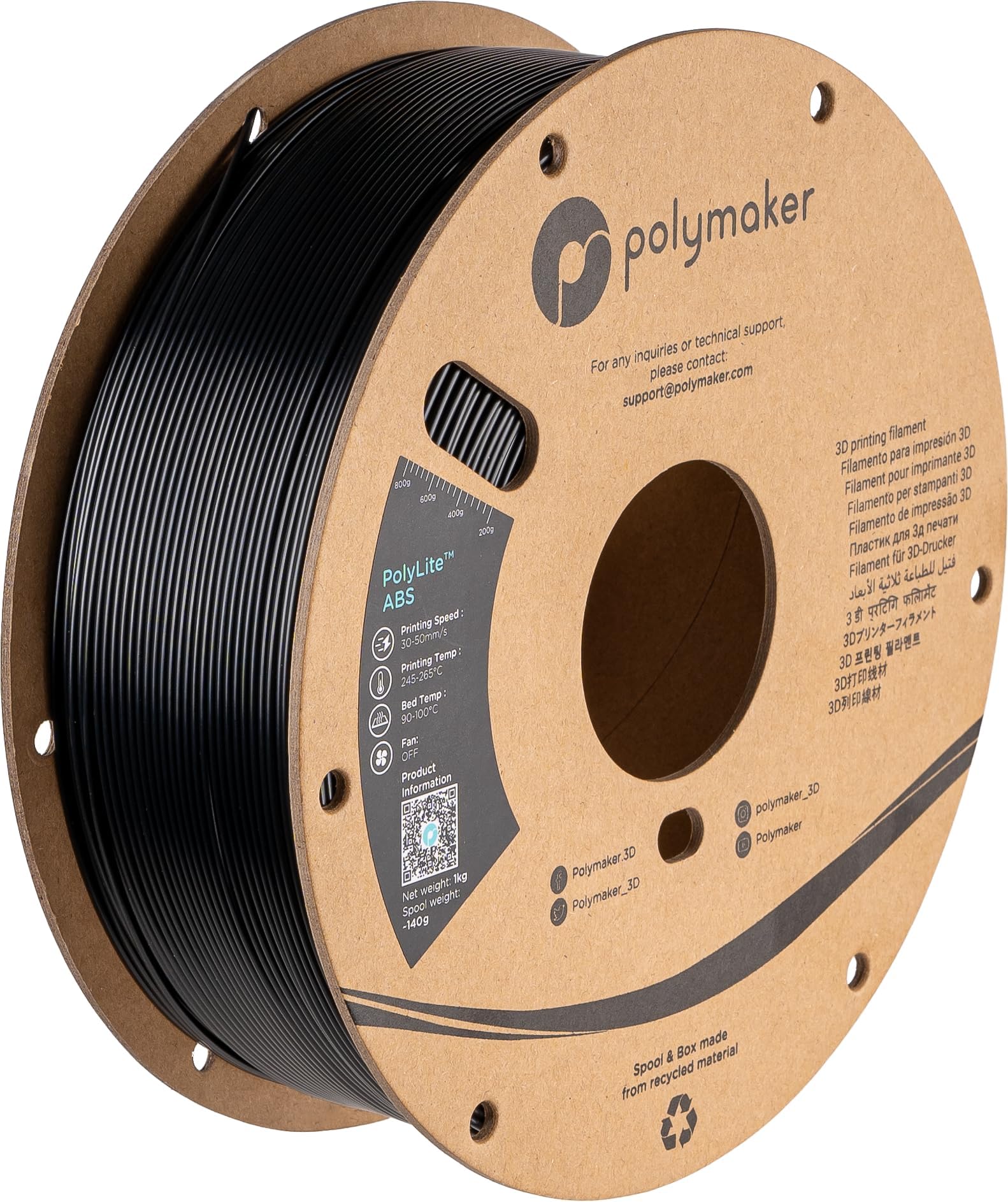 Amazon.com: Polymaker ABS Filament 1.75mm Black, ABS 3D Printer Filament 1.75mm Heat Resistant ...
