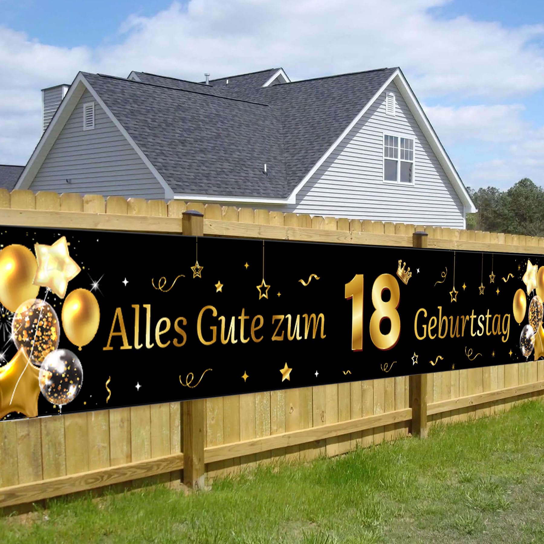18 Geburtstag Banner Mann 18 Geburtstag Deko Banner Gold Schwarz 18.ter ...