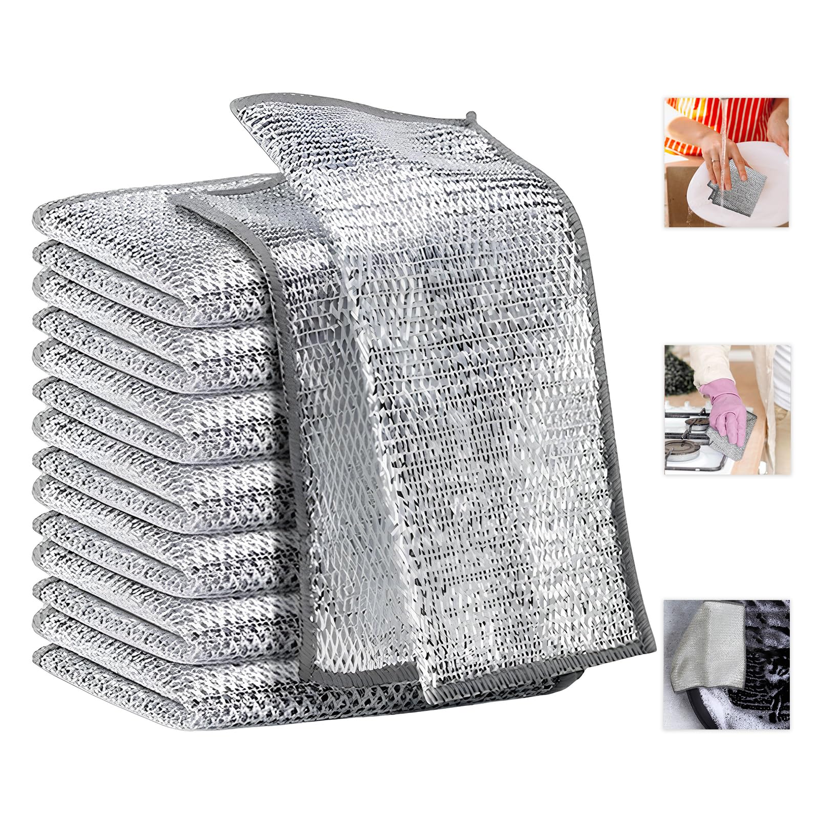 HBYDO 8 Pcs Wire Dishwashing Rags,Multipurpose Non Scratch Wire ...