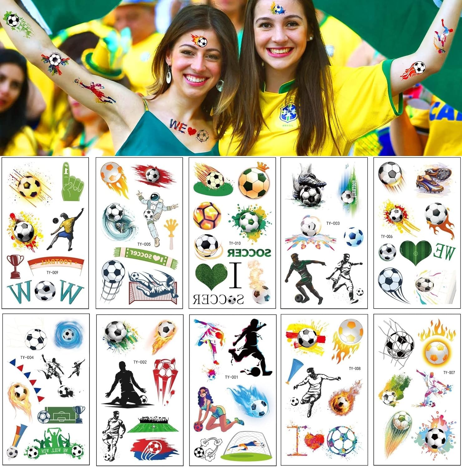 Temporary Football Face Tattoos Amazon.com : CCINEE 240Pcs Football