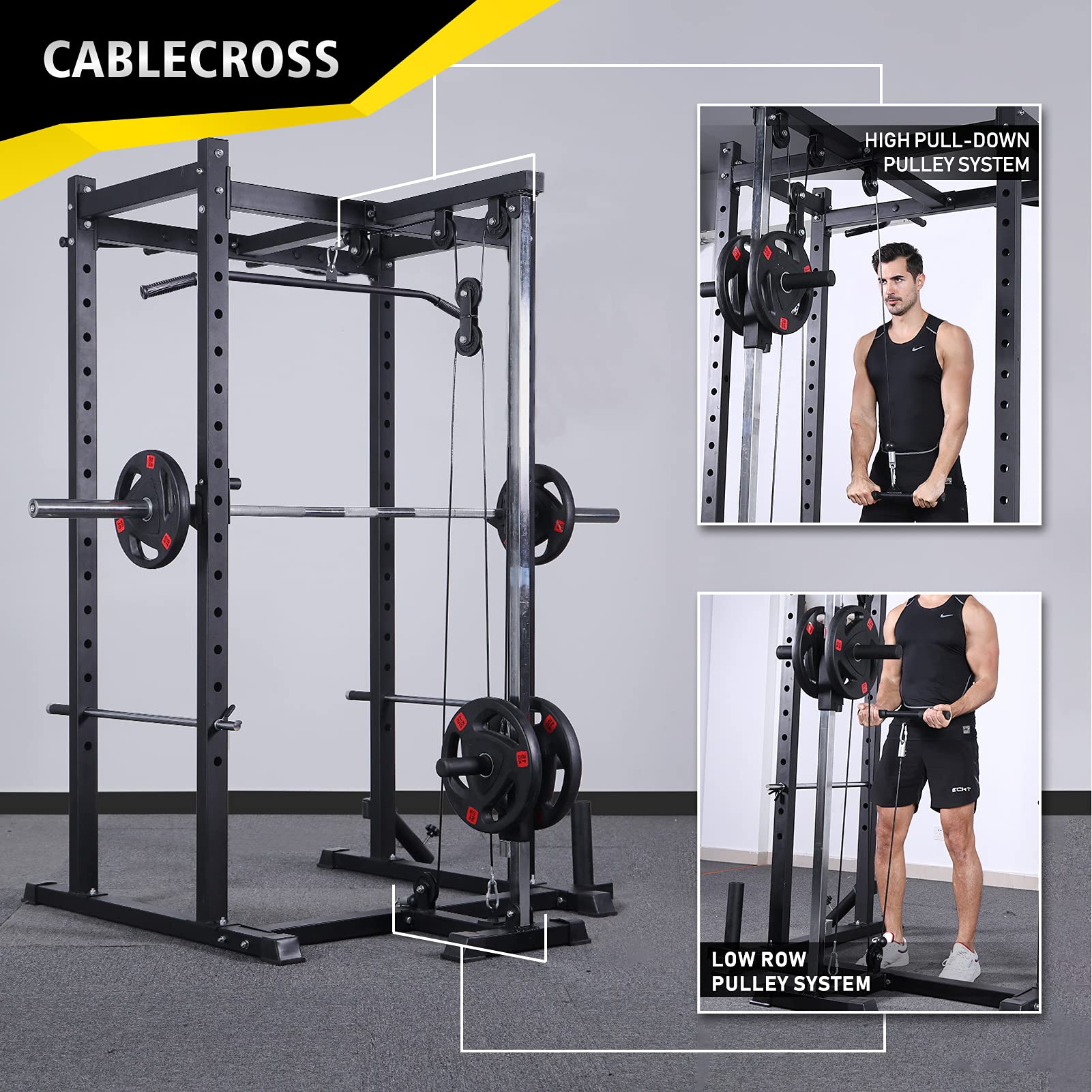 Mikolo Olympic Power Cage, 1000 lbs Commercial Weight Cage with LAT ...