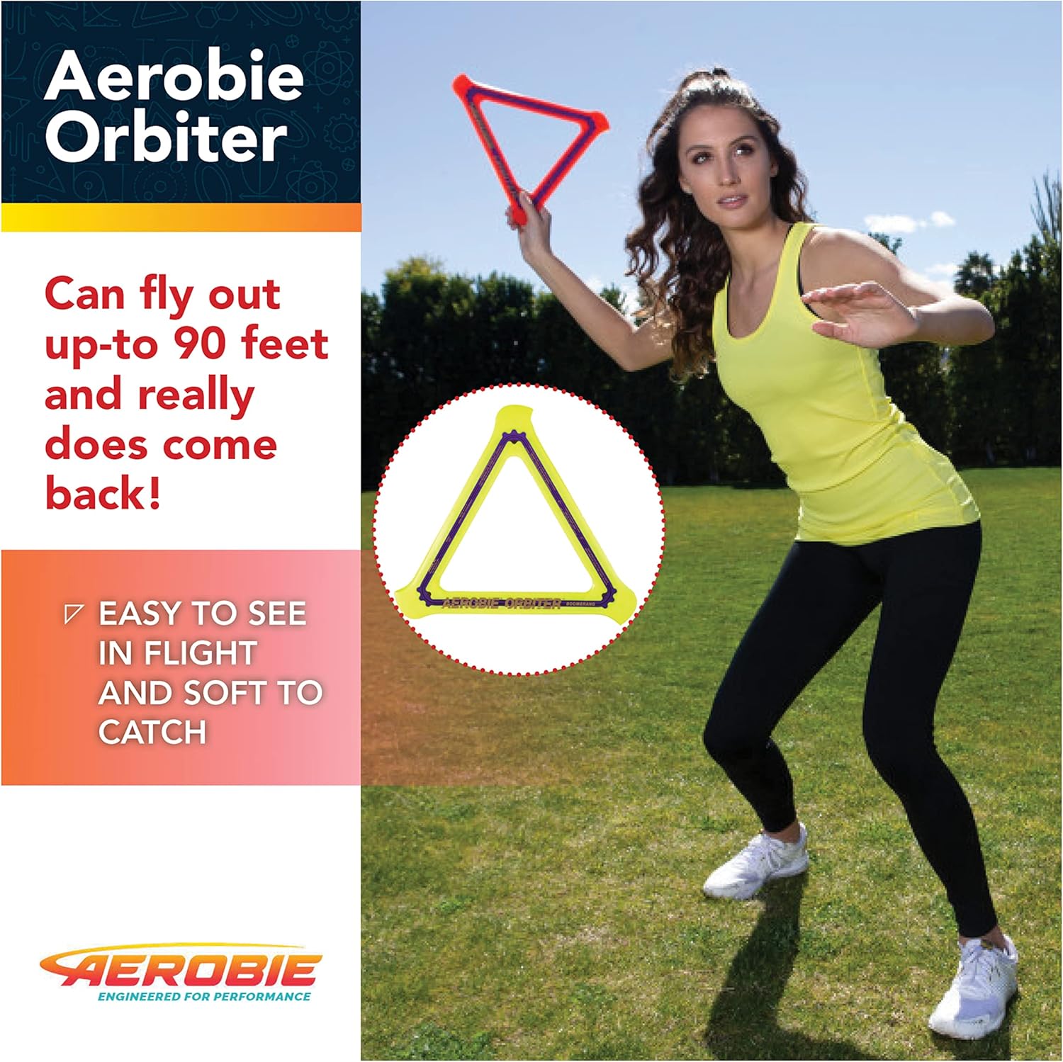 Aerobie Orbiter Bumerang de alto rendimiento, 11.5 pulgadas, amarillo ...