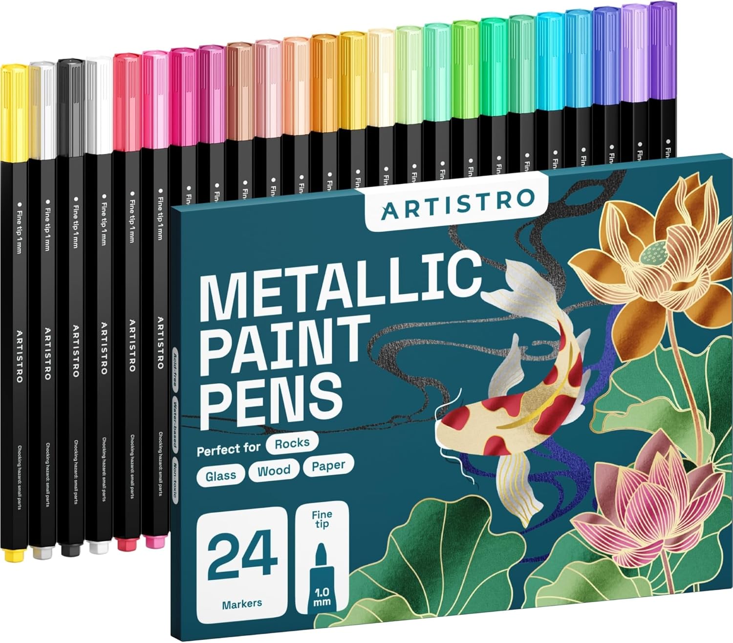 Amazon.com: ARTISTRO 24 Metallic Markers with Fine Tip, Metallic ...
