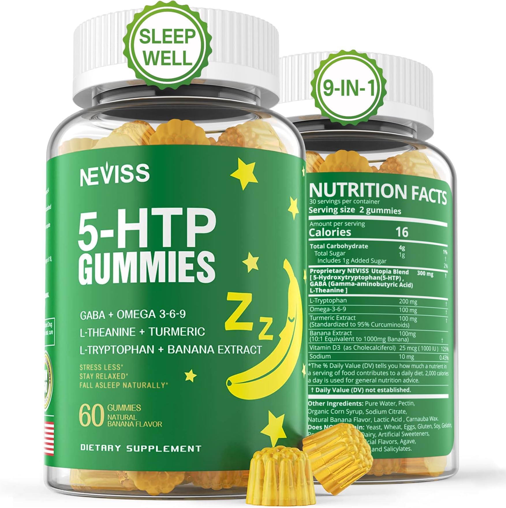 Amazon.com: NEVISS Melatonin Free Sleep Aid Gummies for Adults - GABA ...