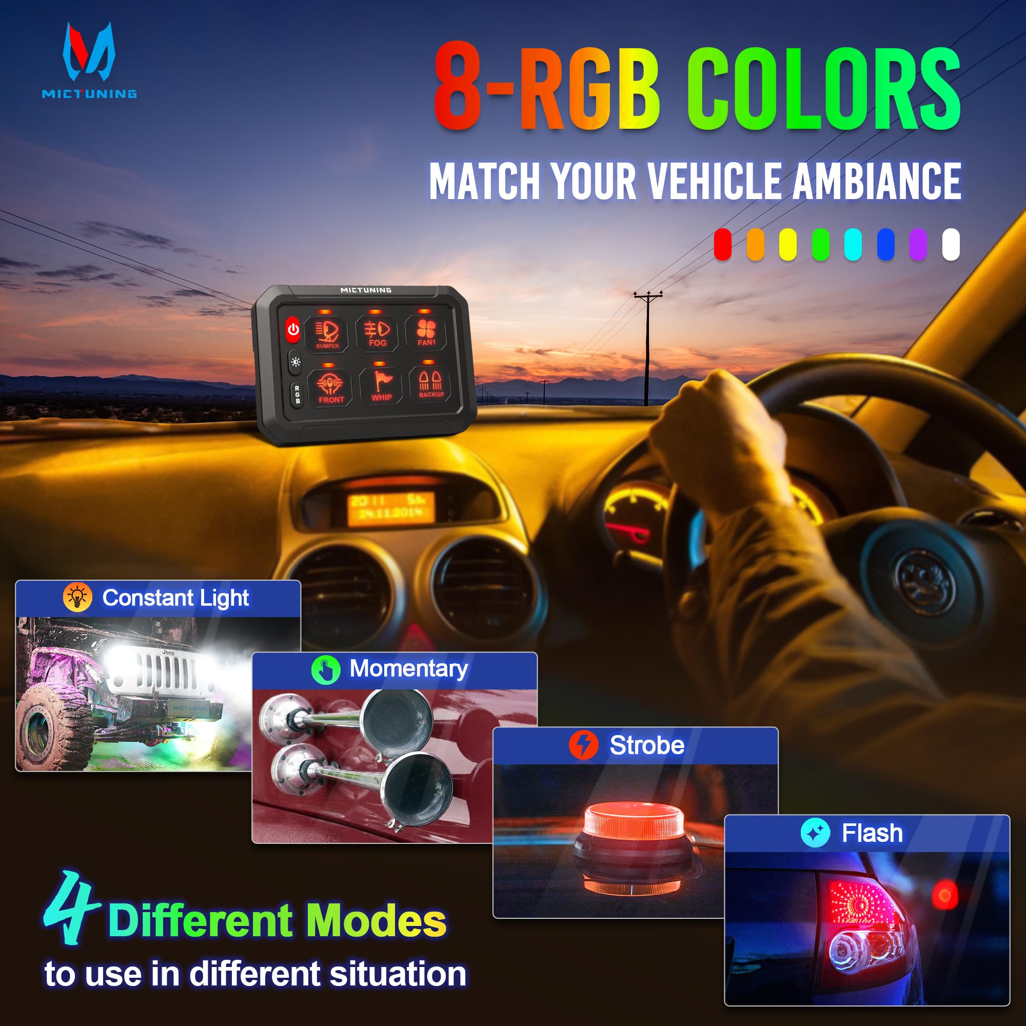 Snapklik.com : MICTUNING P1s RGB 6 Gang Switch Panel, Multifunction ...