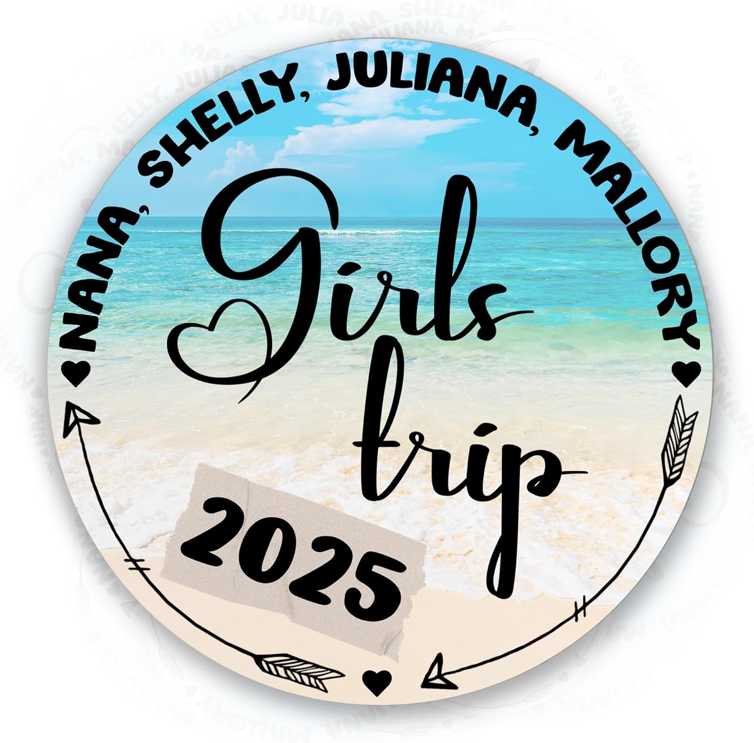 Amazon.com: Personalized Custom Name Girls Trip 2025 Sticker Beach ...
