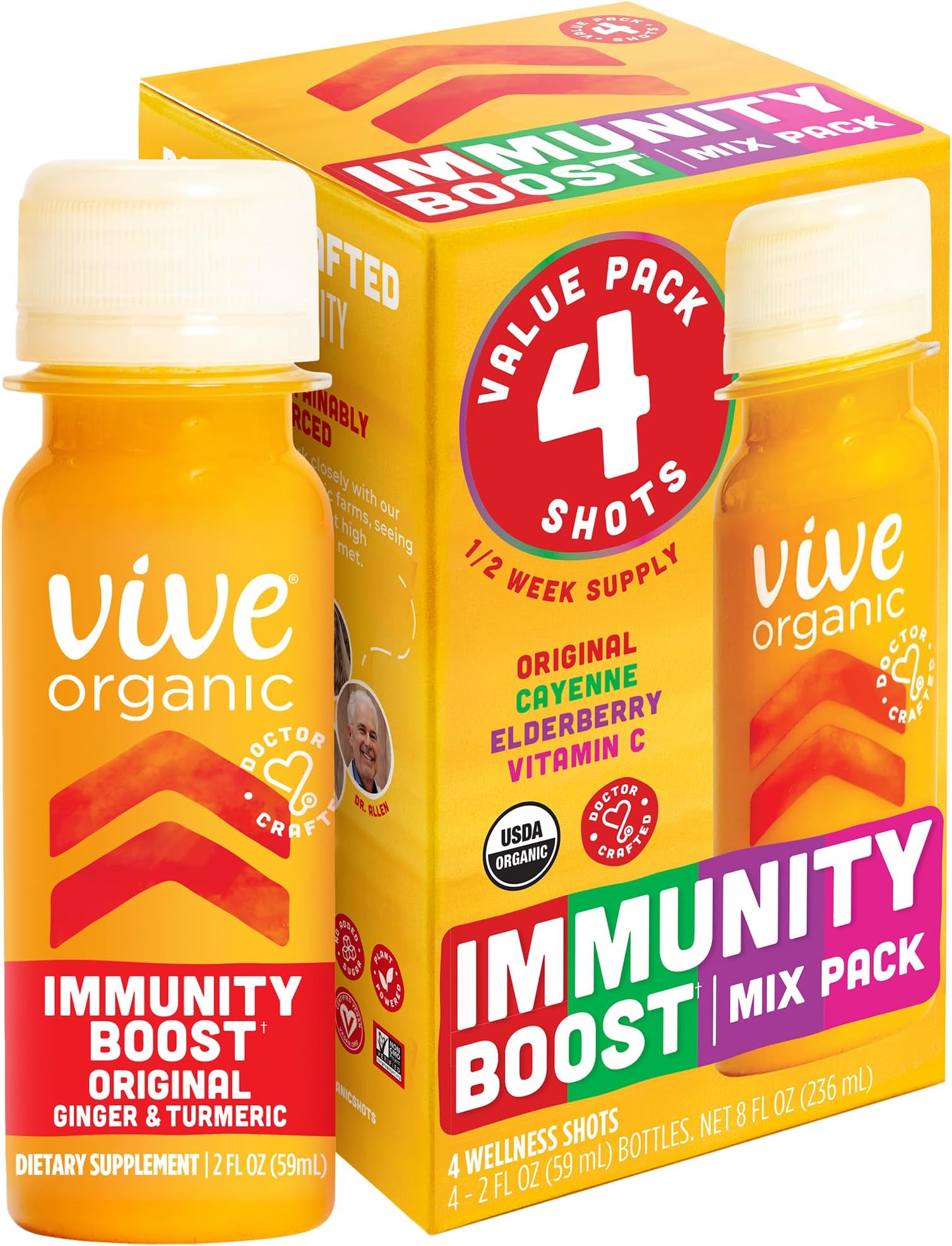 Amazon.com: Vive Organic Immunity Boost Shots -Variety 4 Pack (2oz, 4 ...
