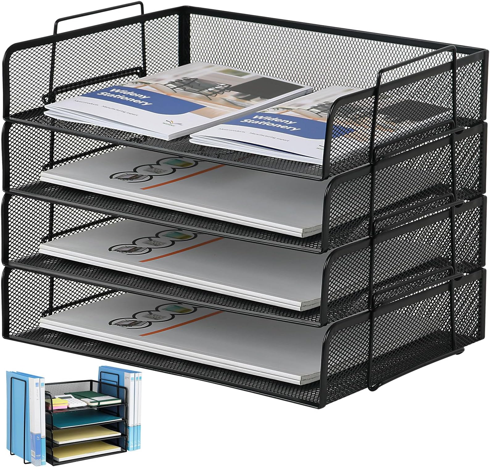 Amazon.com : Lavatino 5 Tray Desk File Organizer, Mesh Paper Sorter ...