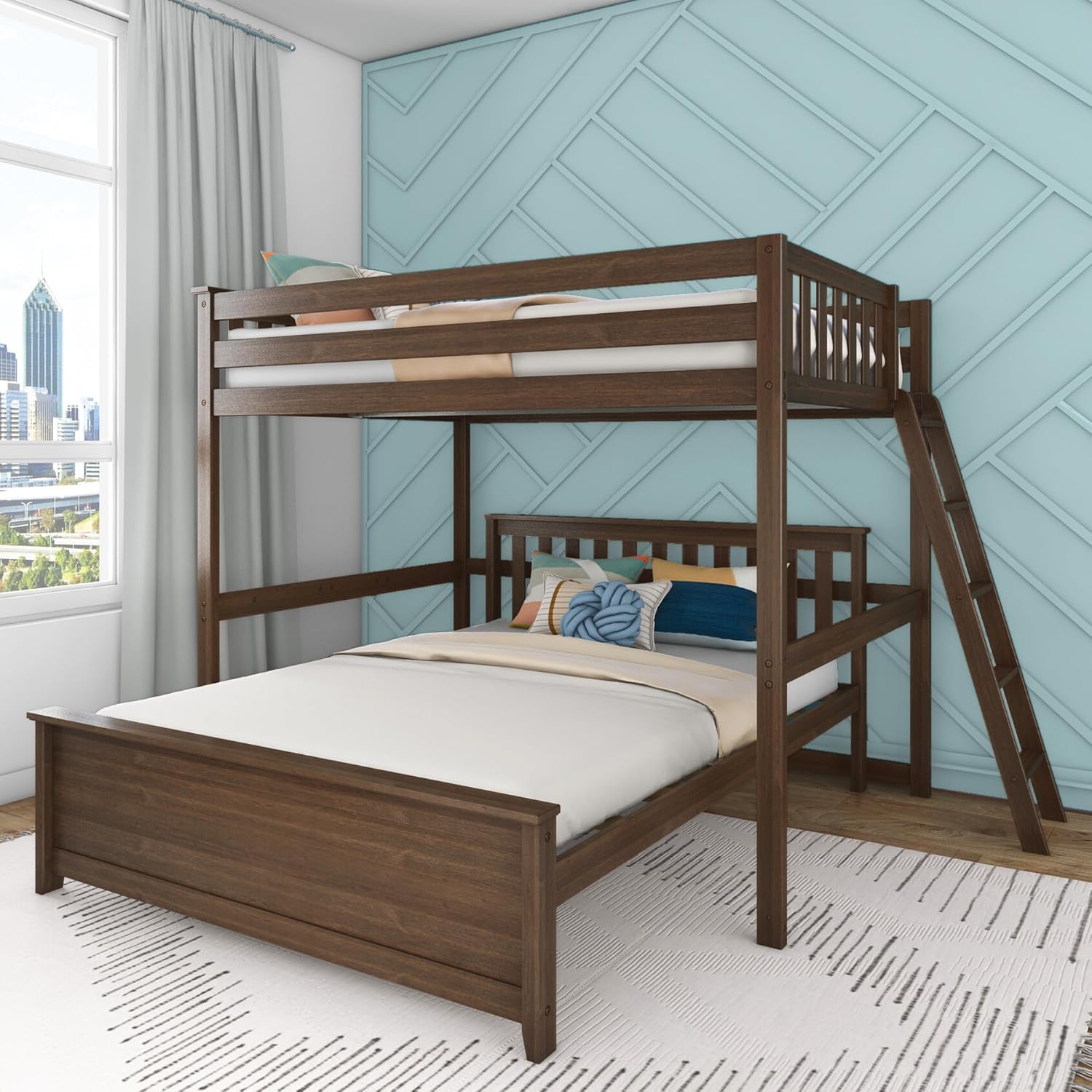 Amazon.com: Max & Lily Bunk Bed, L Shaped Full-Over-Queen Bed Frame for ...