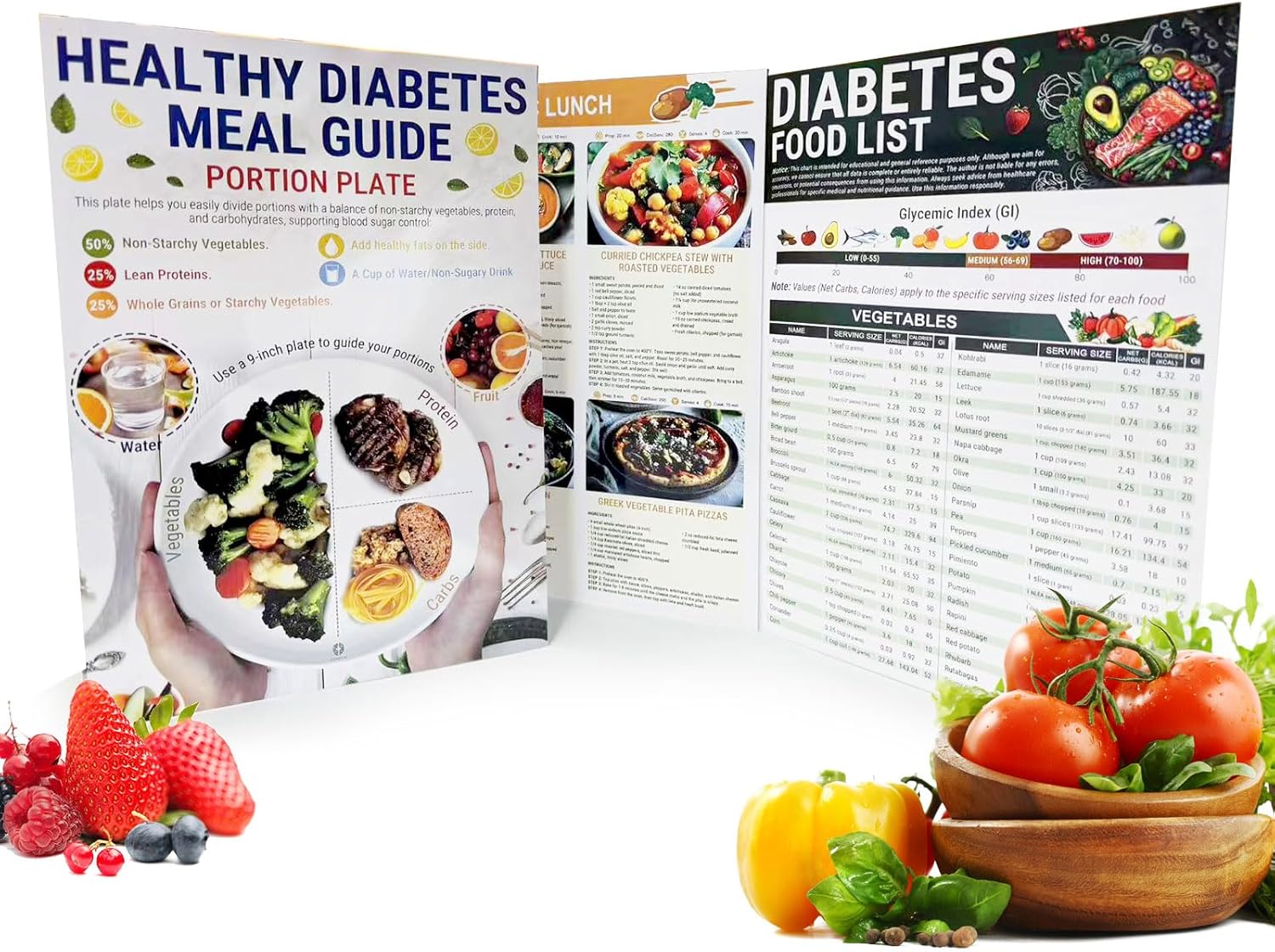 Diabetic Food Chart for Meal Planner, 3Pcs Diabetes Food List Wall ...