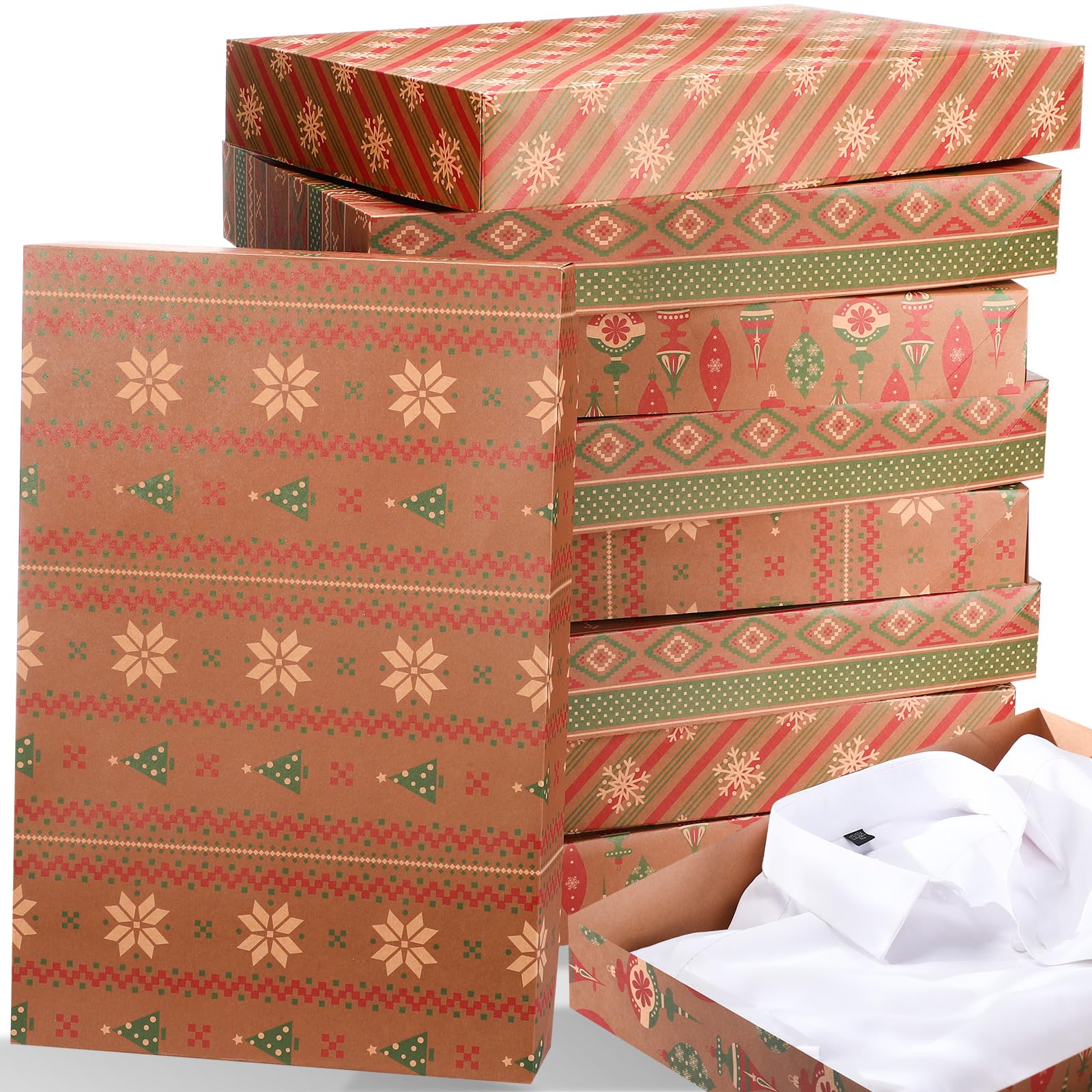Amazon.com: TecUnite 12 Pack 17" Large Christmas Gift Wrap Boxes Bulk with Lids Brown Snowflake ...