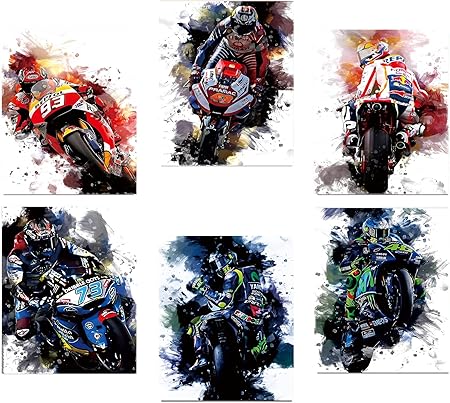 Amazon.com: Motorcycle and Racer Poster,Graffiti Motocross Wall Art ...